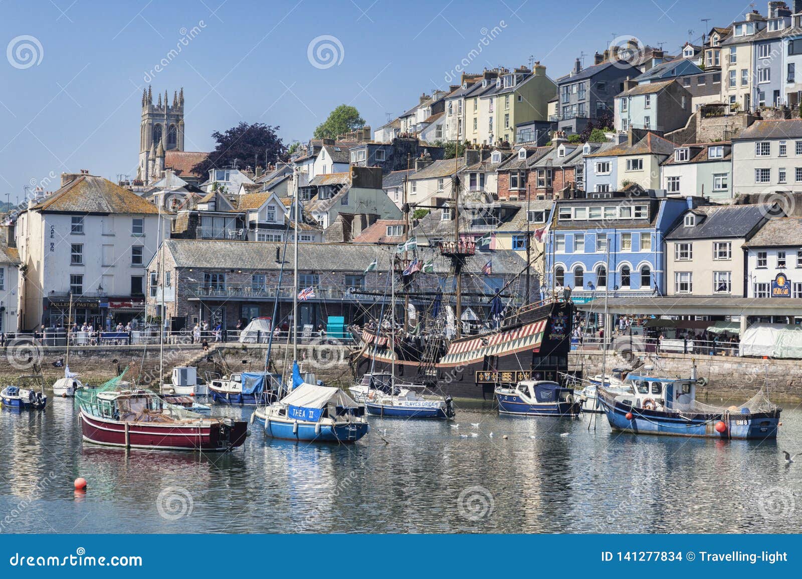 Brixham Harbour Devon UK editorial stock image. Image of sunny - 141277834