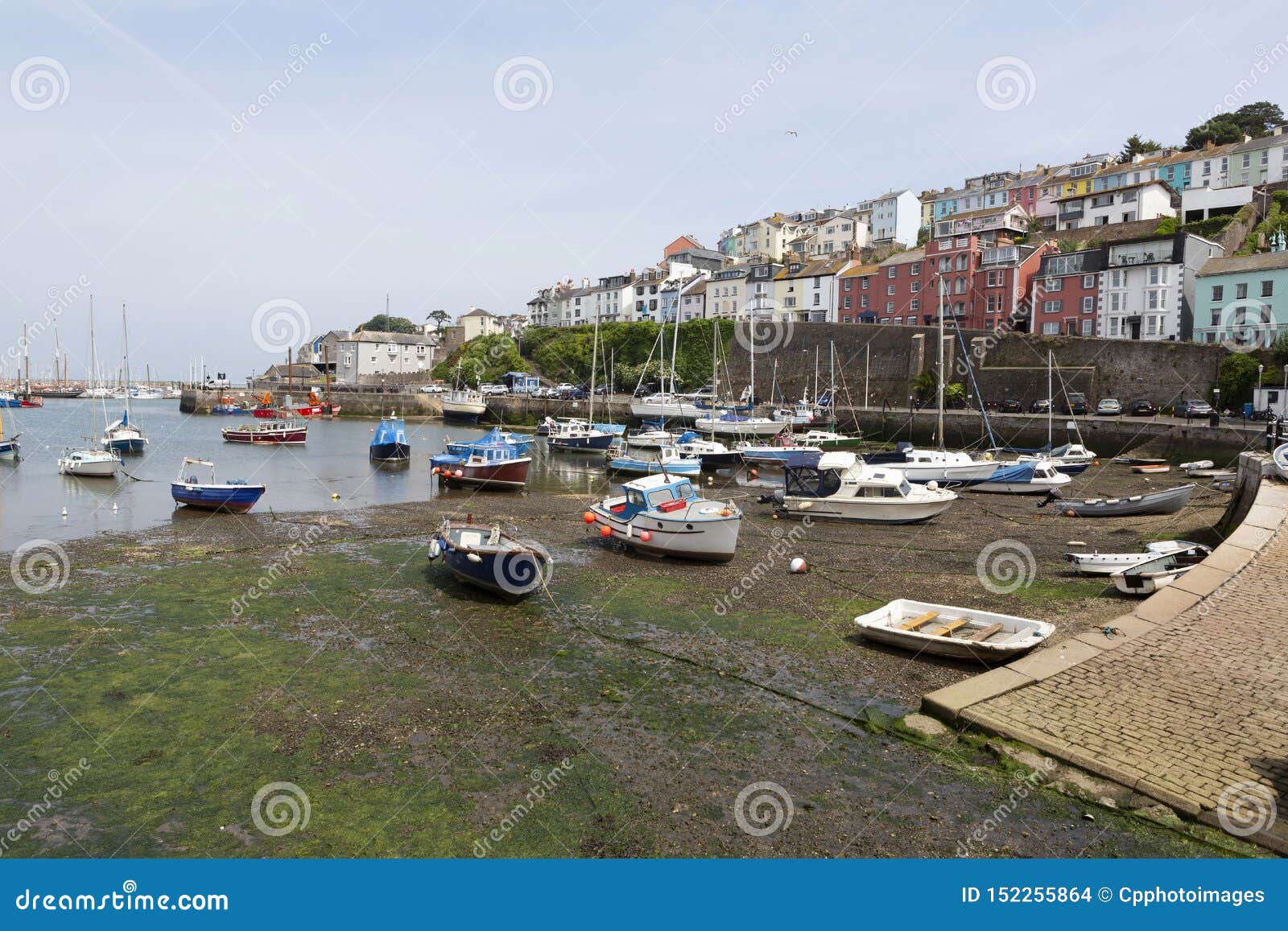 Brixham Harbour at Low Tide, Devon, UK Stock Photo - Image of slope ...