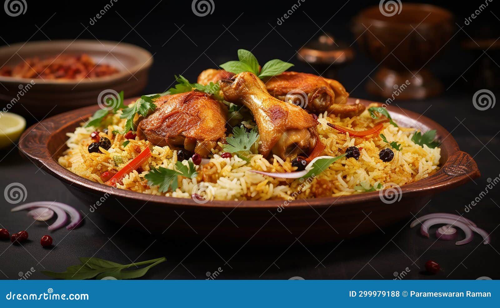 Chicken Briyani With Rice, South Indian Food 2 Stock Photography ...