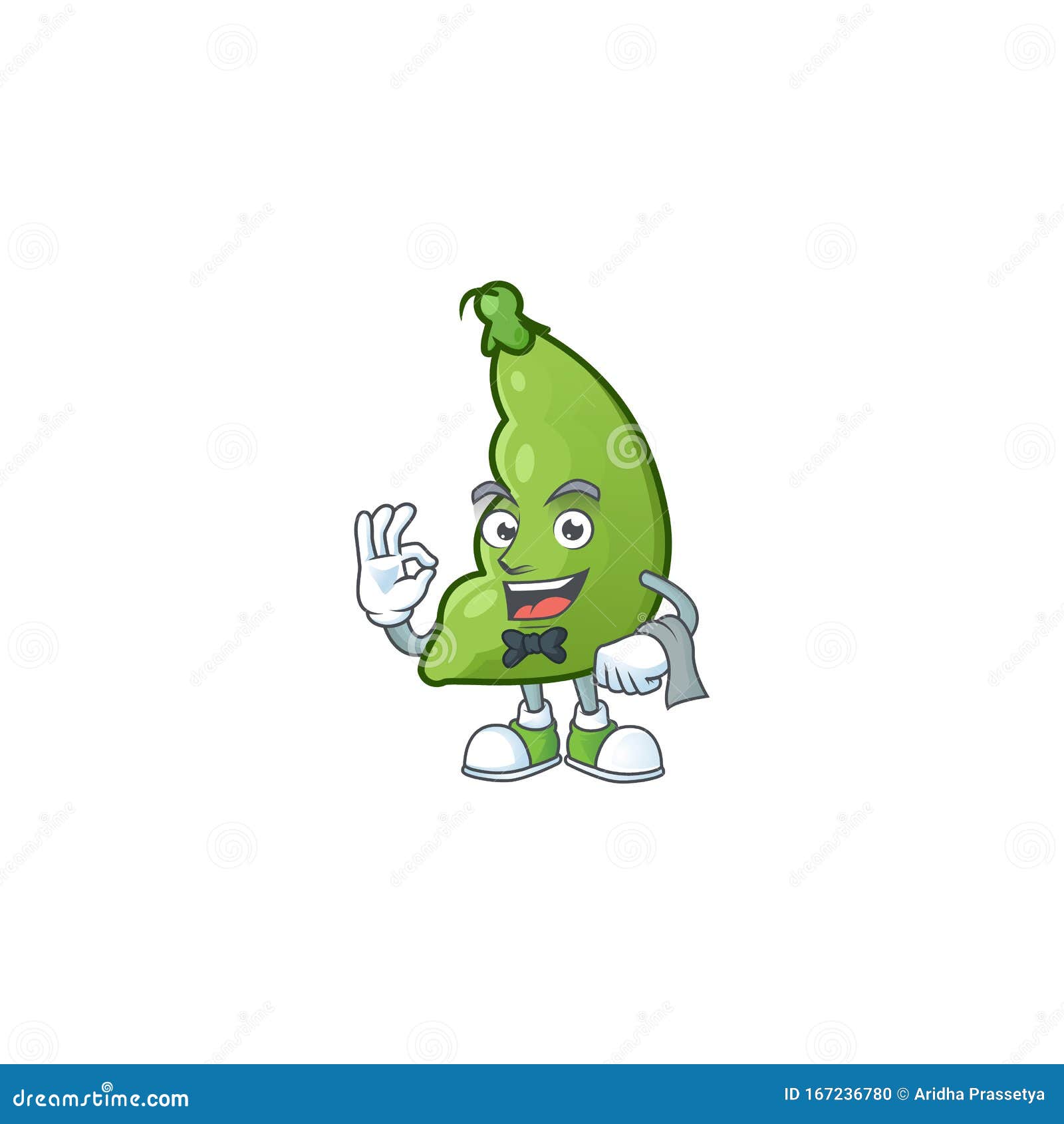 Broad Beans Cartoon Character As a Waiter Look Stock Vector ...
