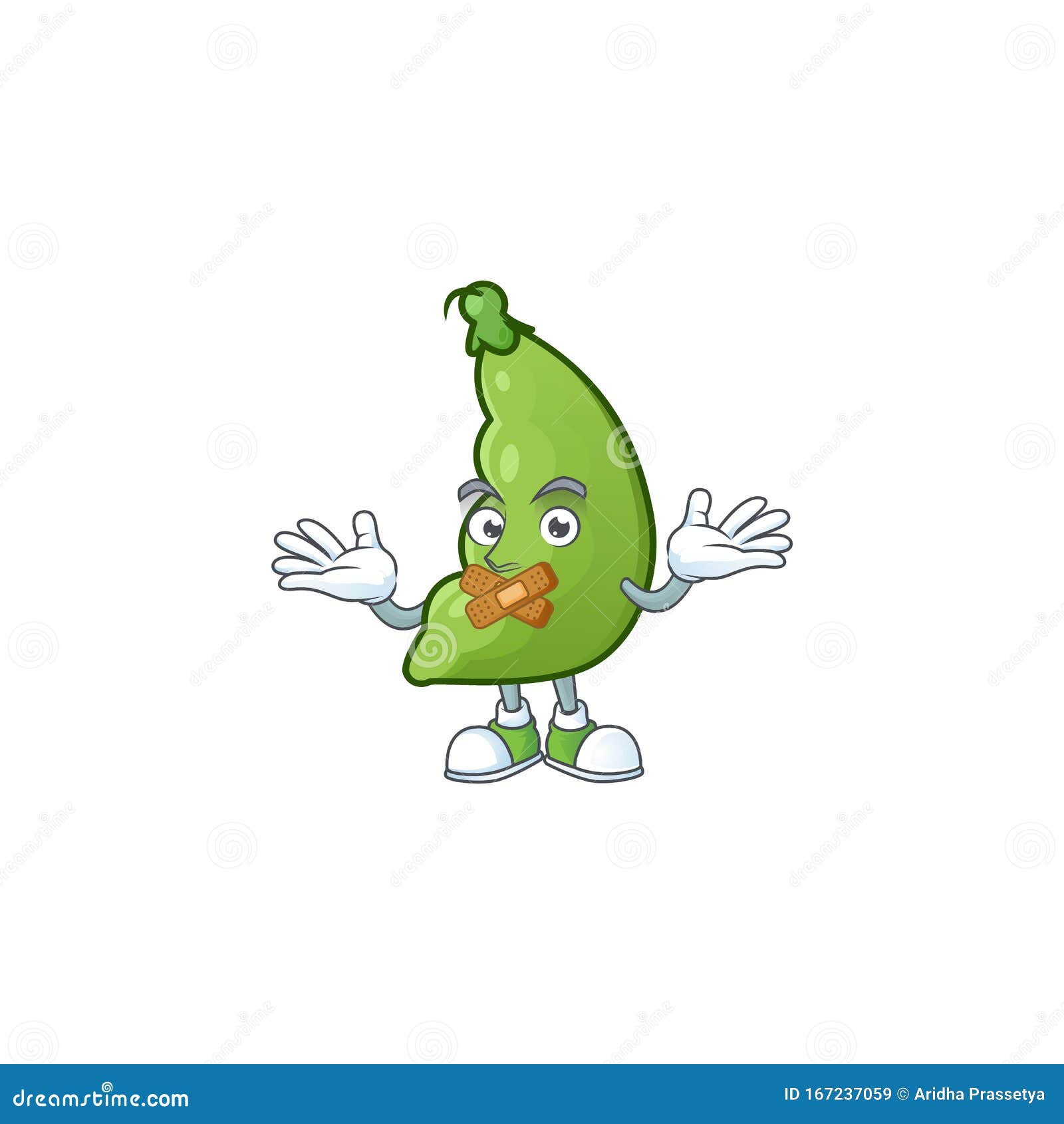 Broad Beans Cartoon Character Style with Silent Gesture Stock Vector ...