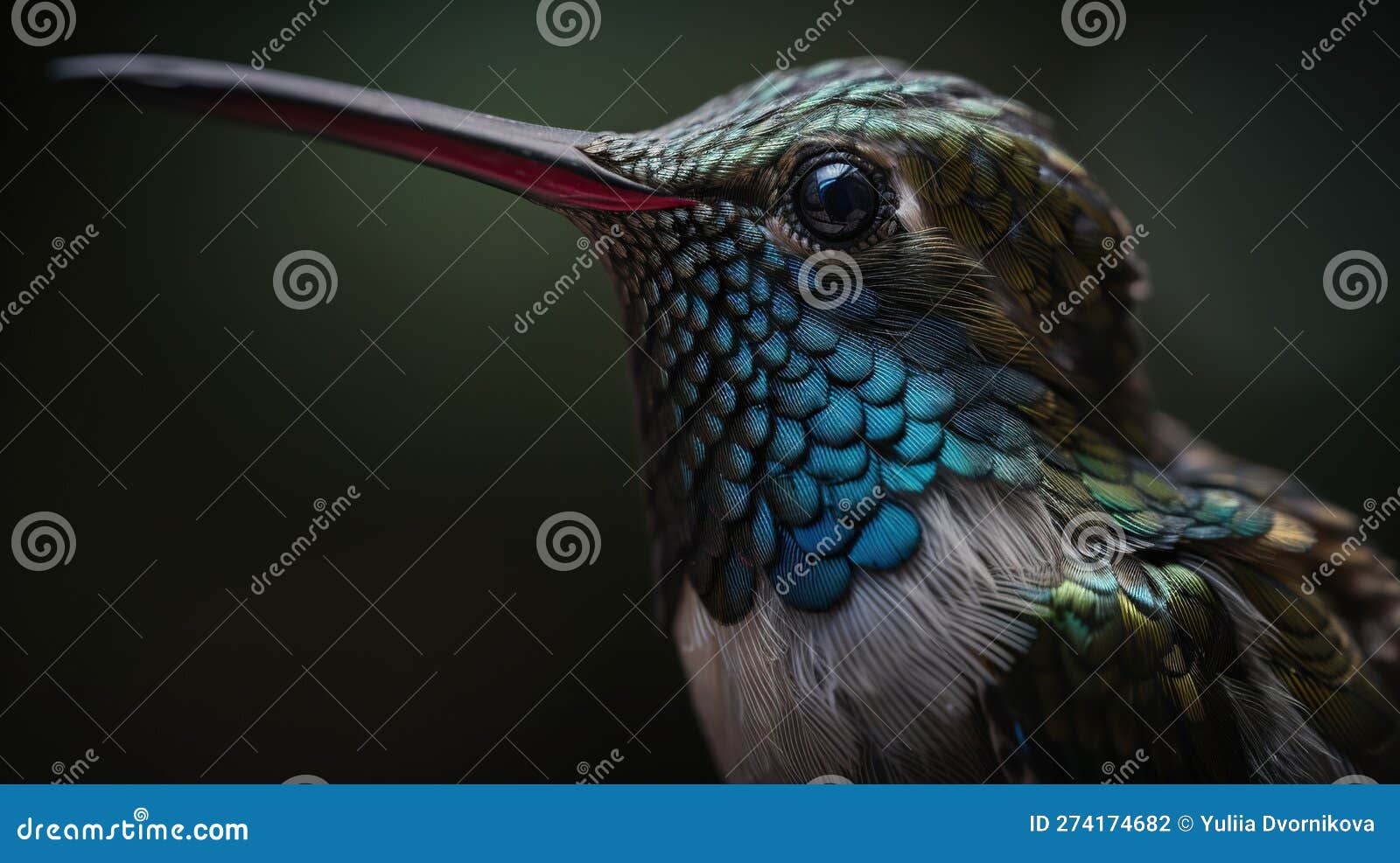 Broad-Billed Hummingbird Close Up. Generative AI Stock Illustration ...