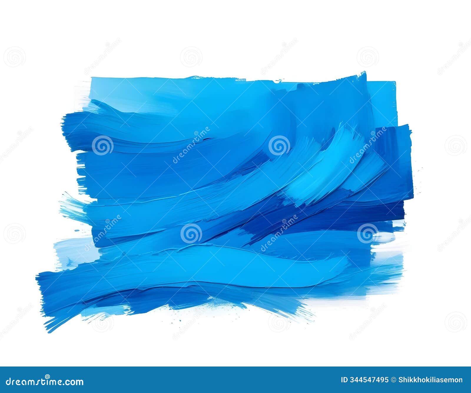 Broad Blue Brushstrokes on a White Background. Overlapping Shades of ...