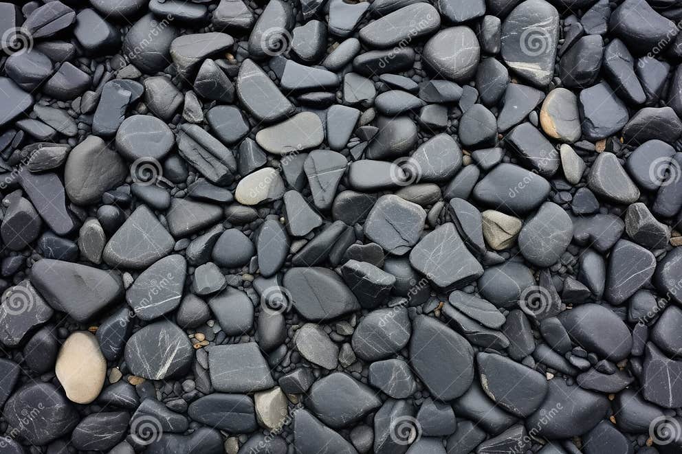 Broad View of Flat Slate Pebbles Creating a Smooth Texture Stock Image ...