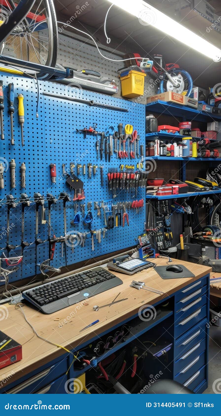 A Broad and Well-equipped Workshop Space with an Array of Tools Hung on ...