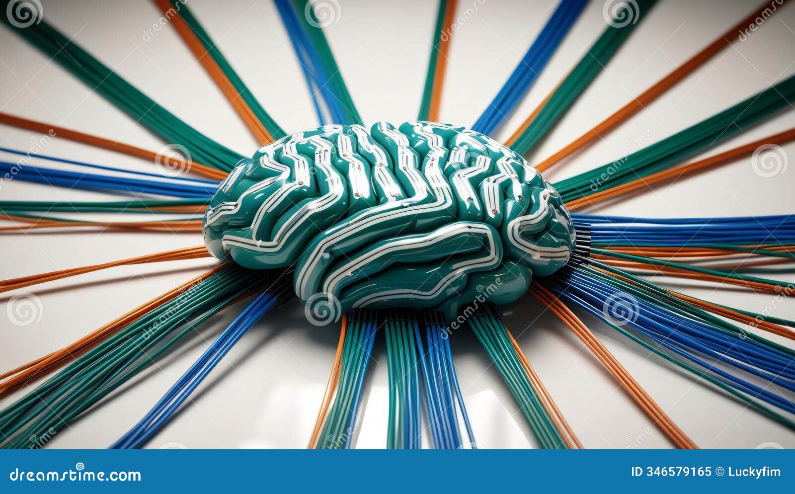 Broadband Cables Forming Human Brain Shape Symbolize AI and Digital ...