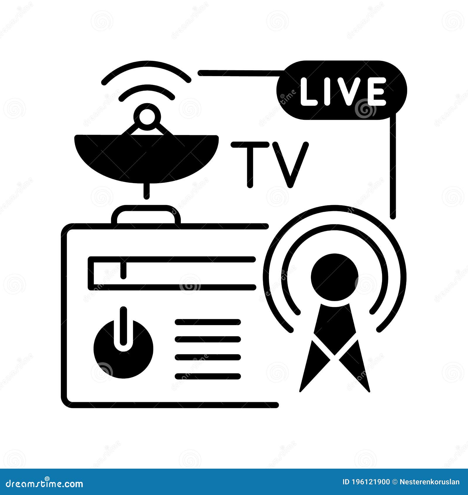 Broadcast Black Linear Icon Stock Vector - Illustration of pictogram ...
