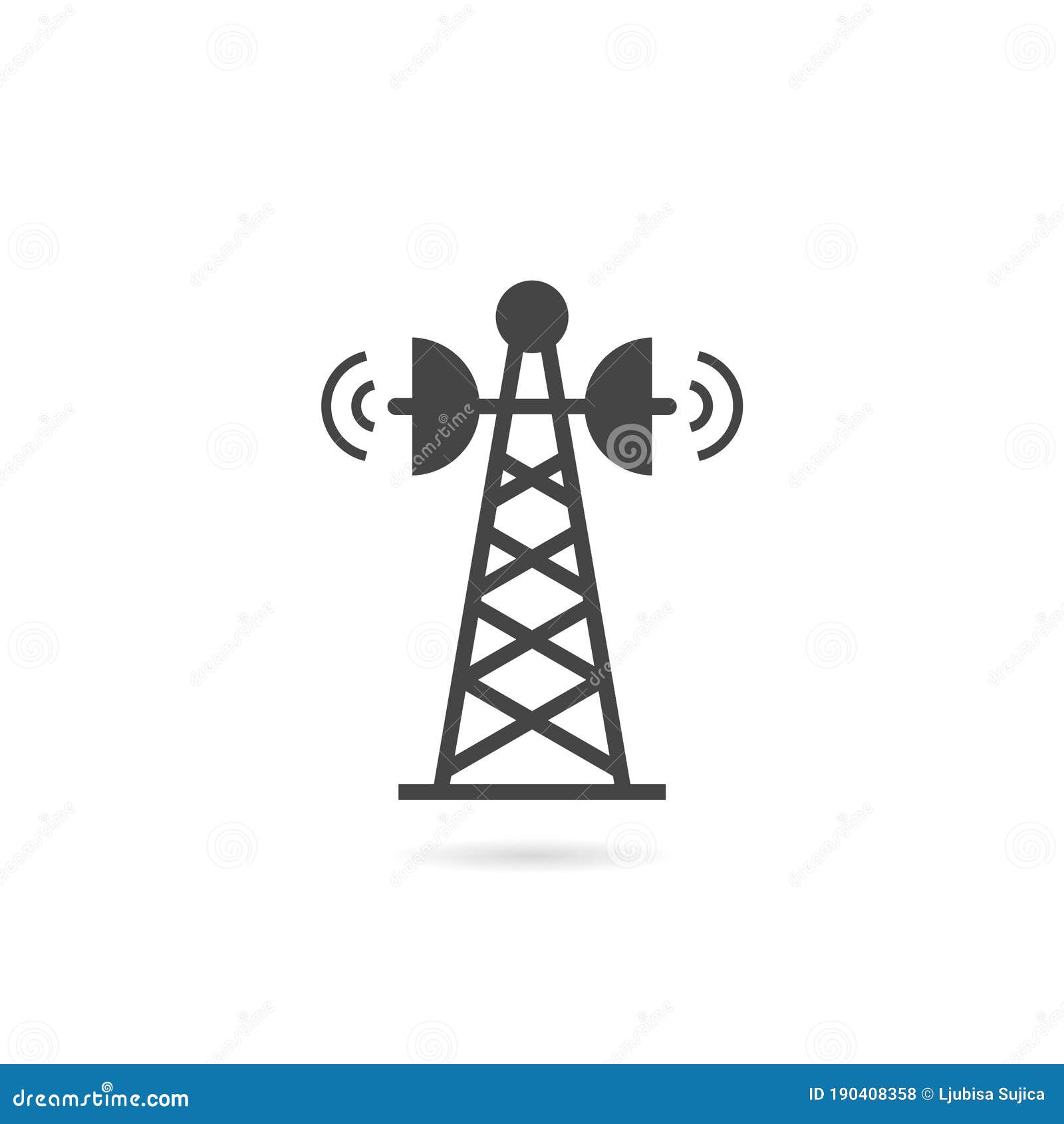 Broadcast Communications Tower Icon with Shadow Stock Vector ...