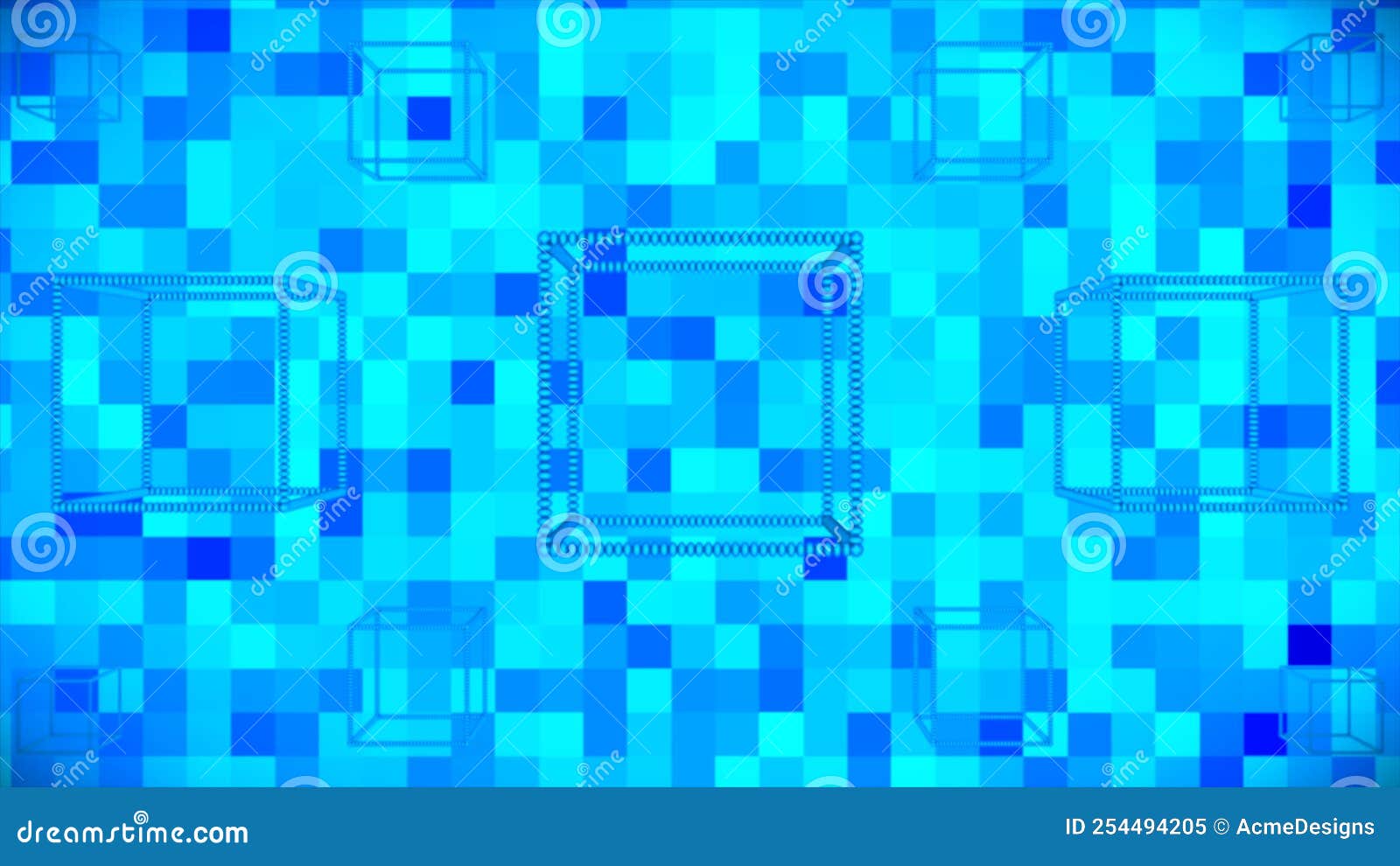 Broadcast Floating Spinning Hi-Tech Hollow Cubes, Blue, Technology, 3D ...