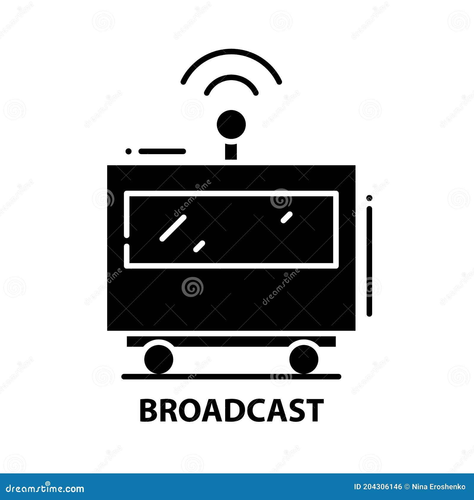 Broadcast Icon, Black Vector Sign with Editable Strokes, Concept ...