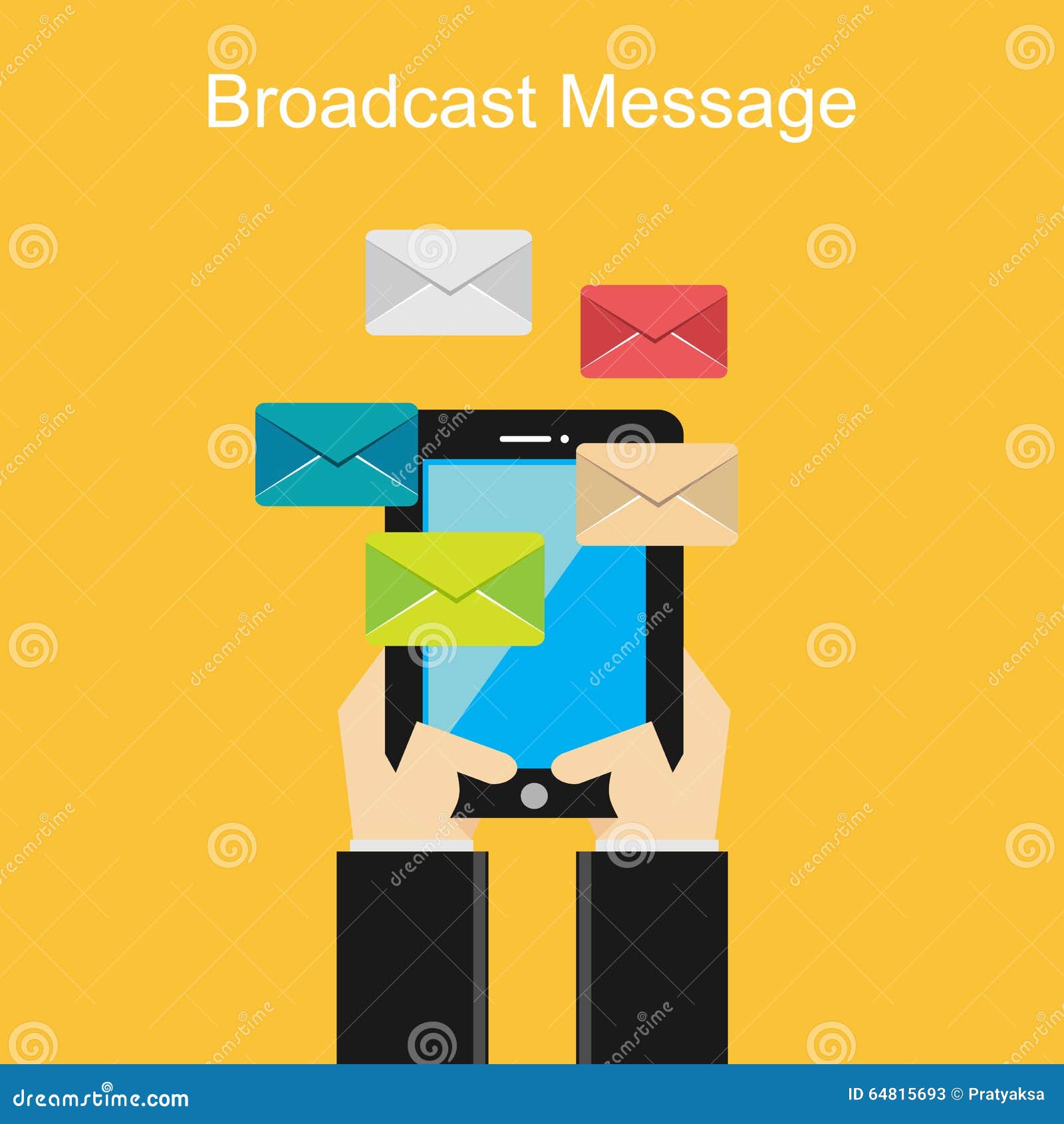 Broadcast Message Concept. Flat Design Stock Vector - Illustration of ...