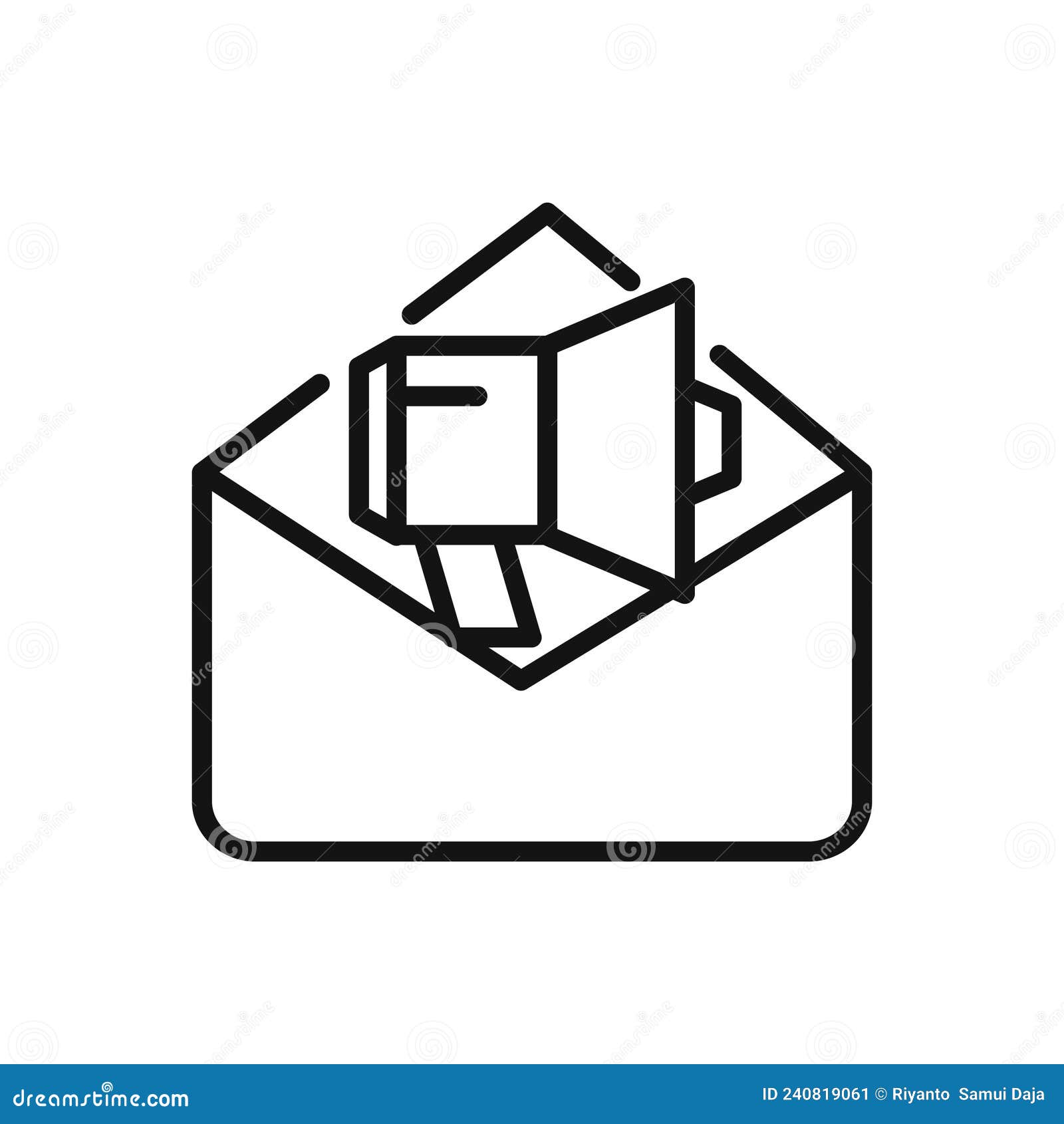 Broadcast Message Icon Black and White Illustration Stock Vector ...