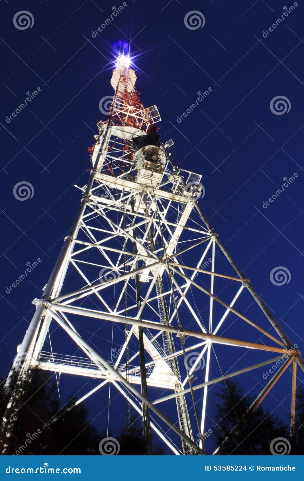 Broadcast tower stock photo. Image of night, landmark - 53585224
