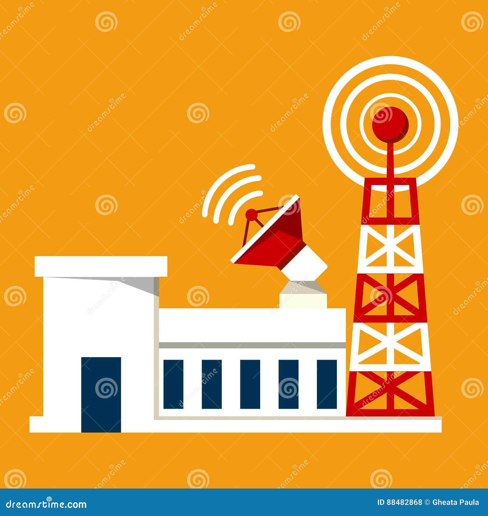 Broadcast Tower stock vector. Illustration of industry - 88482868