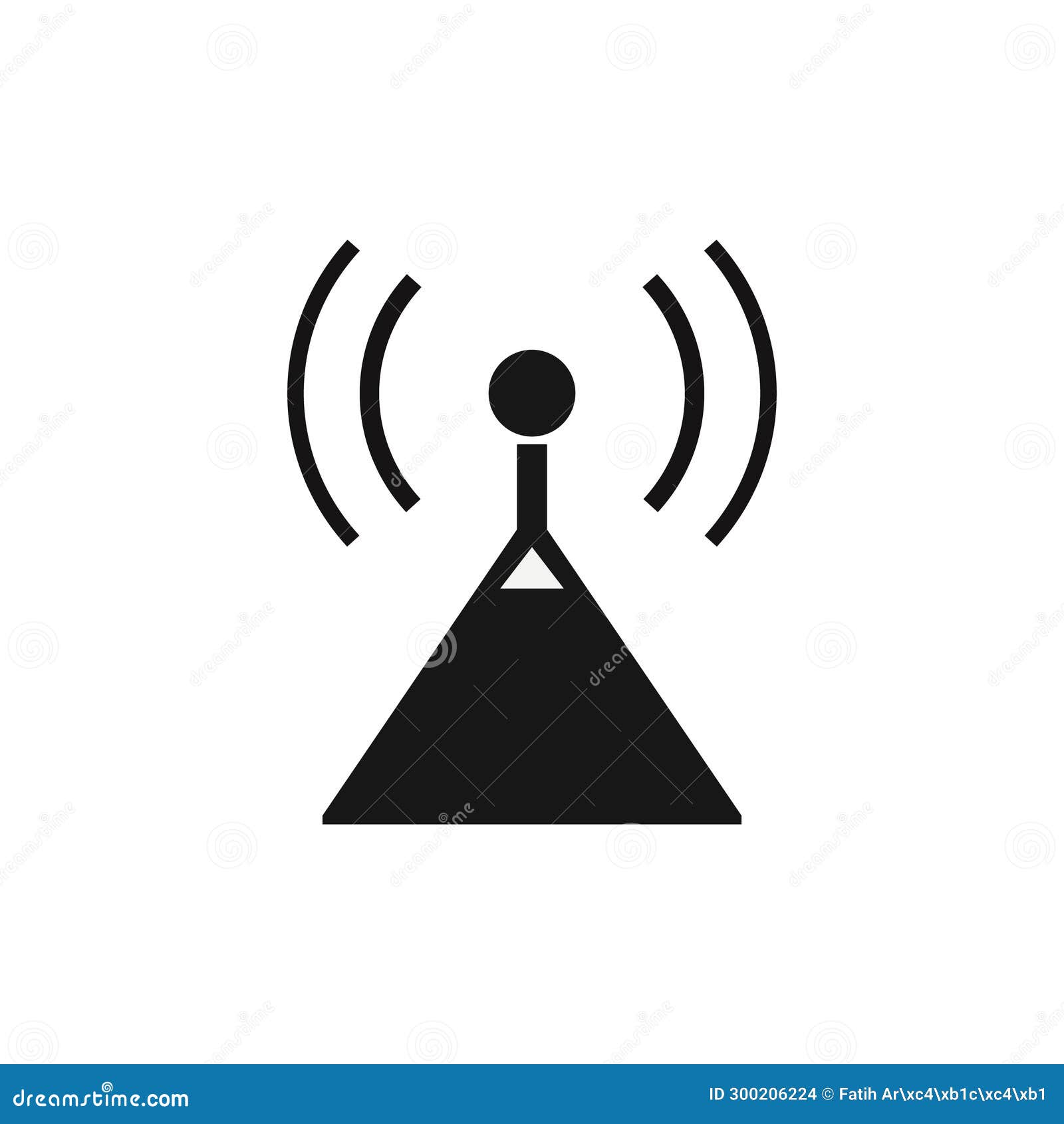 Broadcast, Transmitter Antenna Icon With Doodle Style Cartoon Vector ...