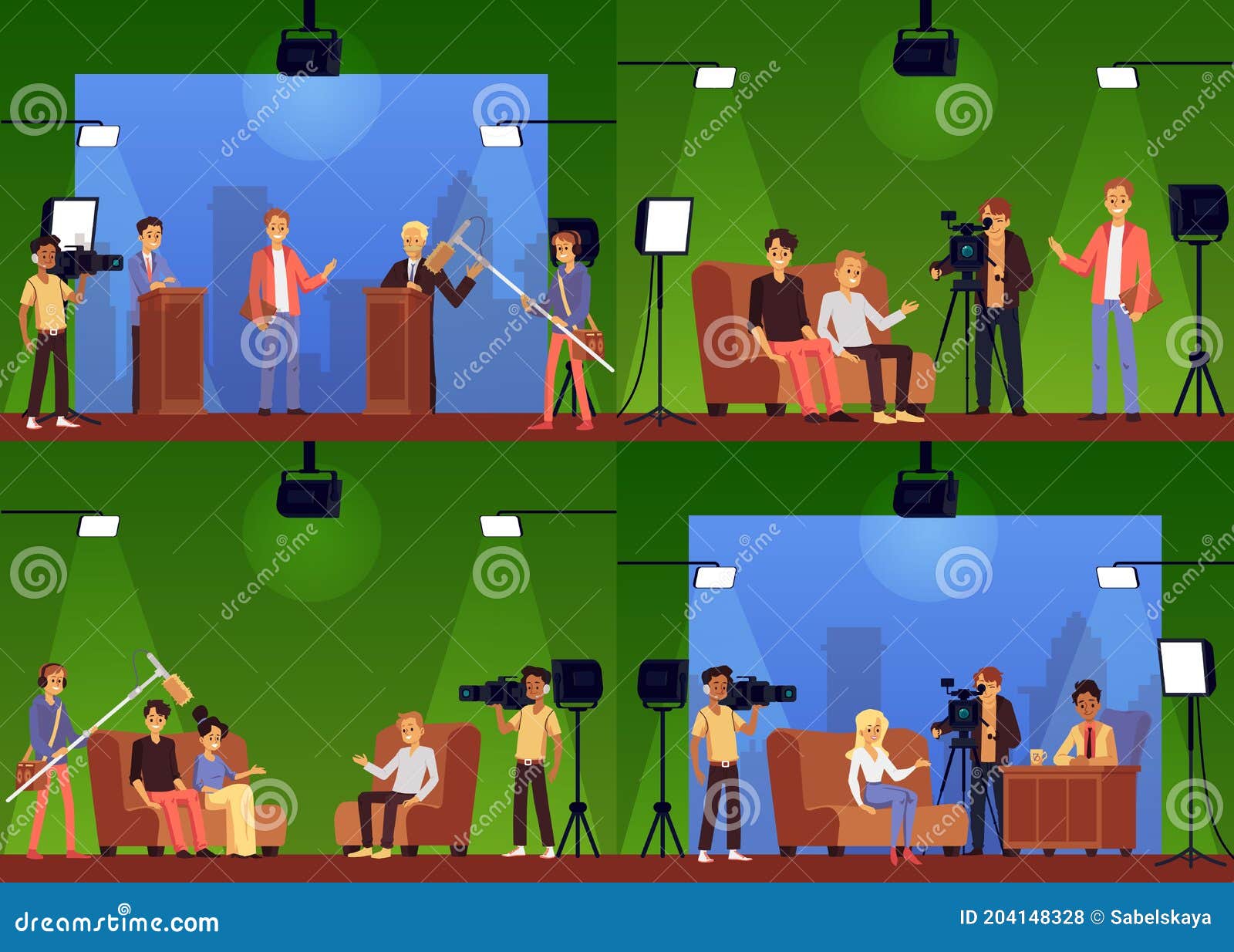 Broadcast of Tv Talk Show, Political Debates or Interview a Vector ...
