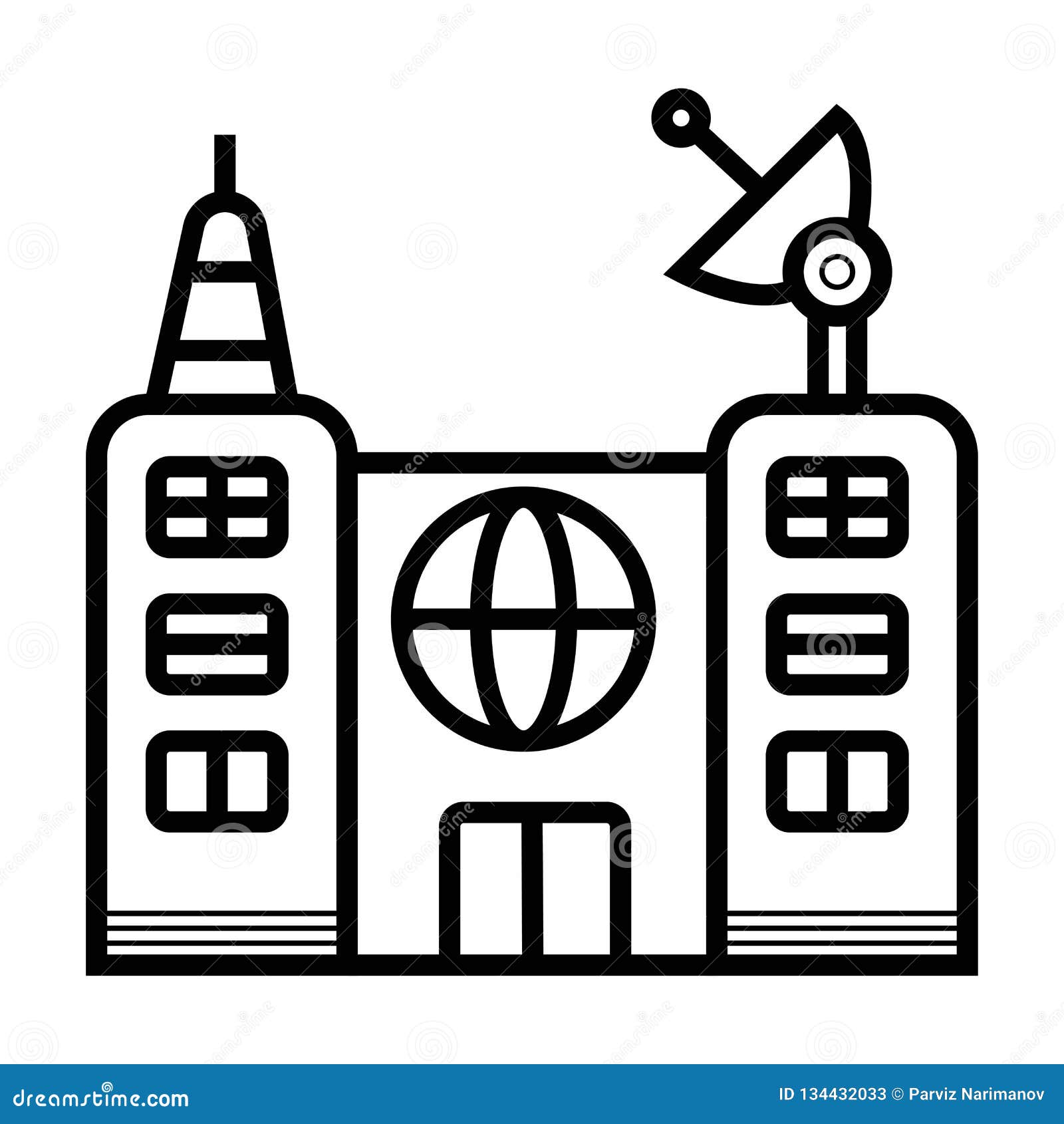 Broadcasting building icon stock illustration. Illustration of building ...