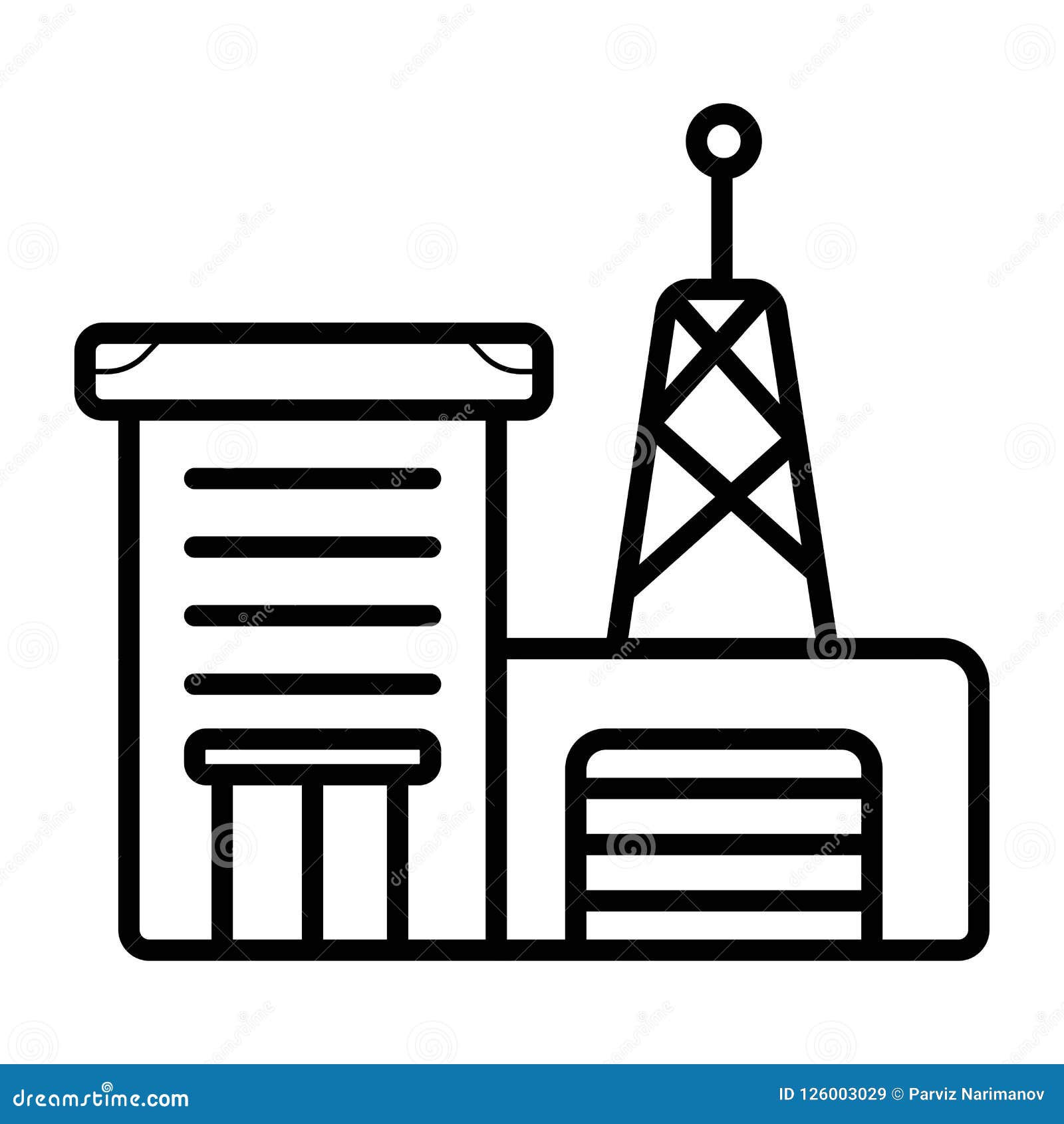 Broadcasting building icon stock illustration. Illustration of hand ...