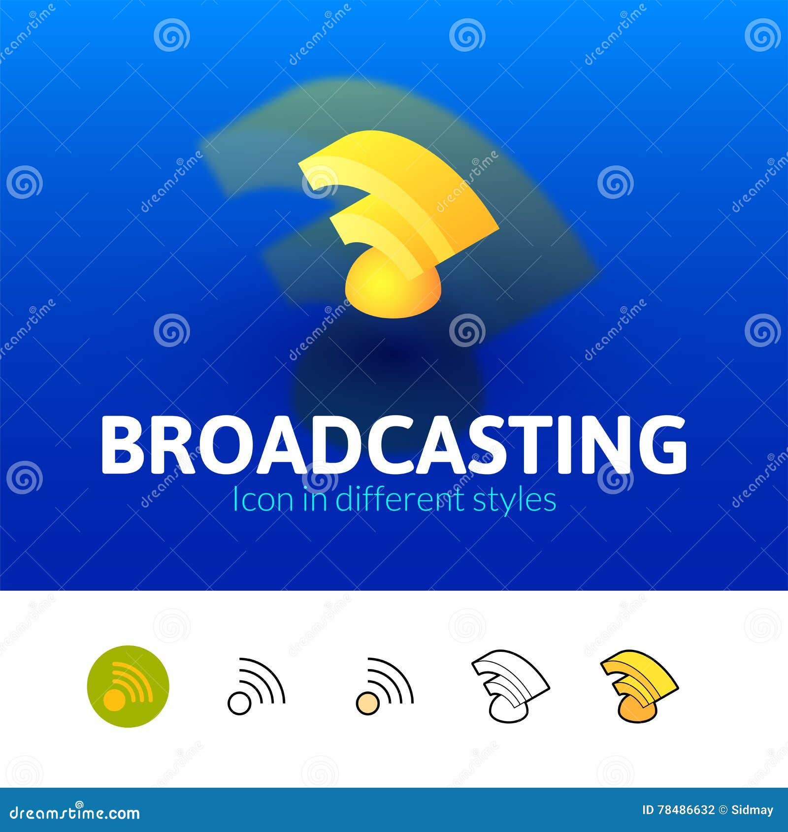 Broadcasting Icon in Different Style Stock Vector - Illustration of ...