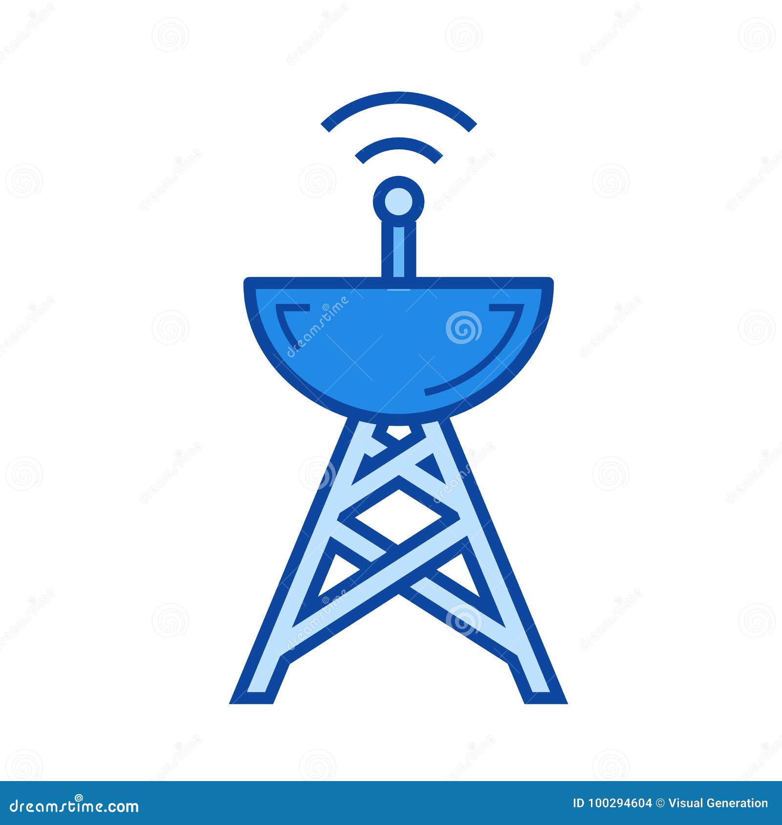 Broadcasting line icon. stock vector. Illustration of radar - 100294604