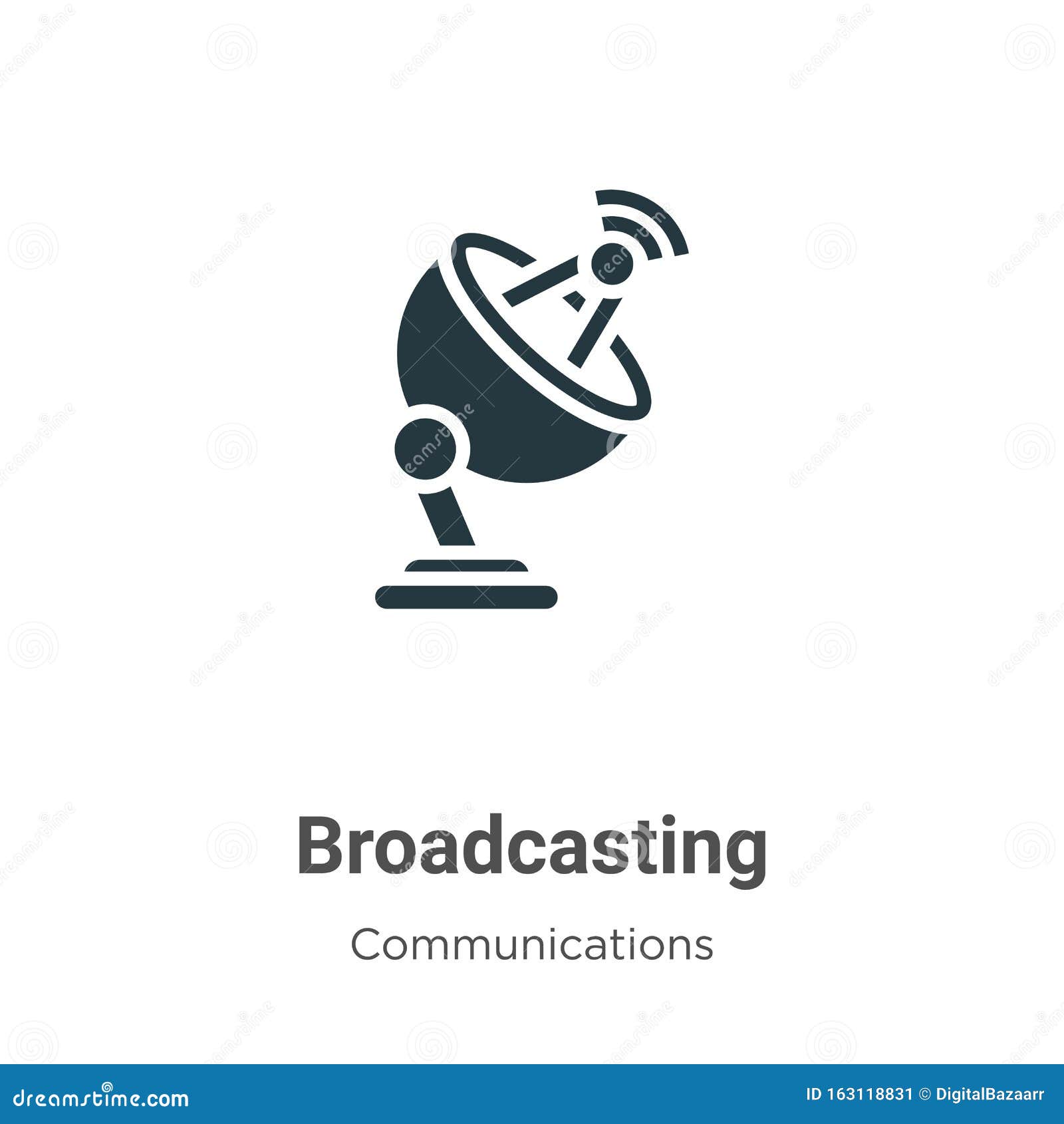 Broadcasting Vector Icon on White Background. Flat Vector Broadcasting ...