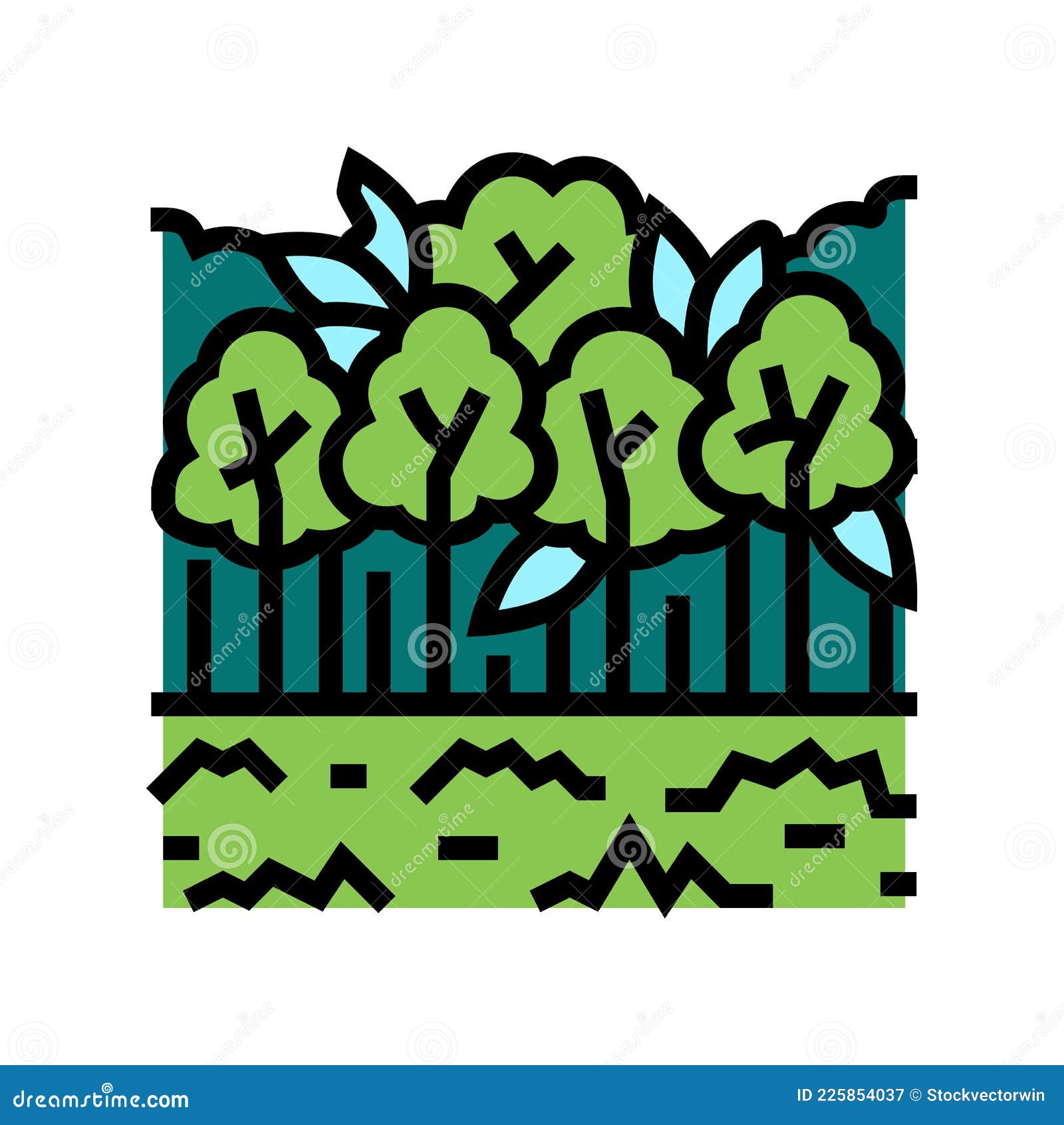 Broadleaf Forests Color Icon Vector Illustration Stock Vector ...