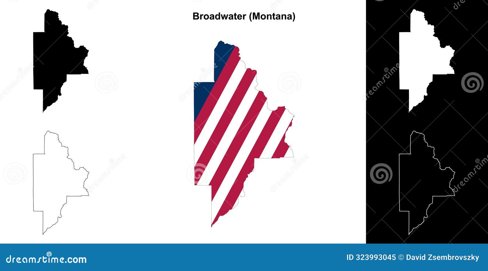 Map Of Broadwater County In Montana State On White Background. Single ...