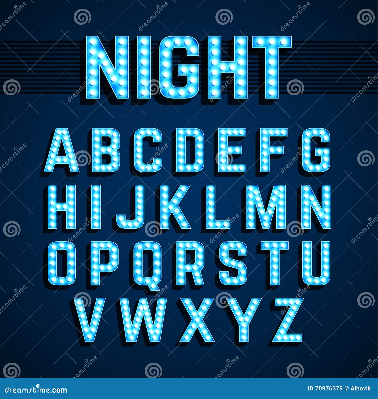Broadway Lights Style Light Bulb Alphabet, Night Show Stock Vector ...