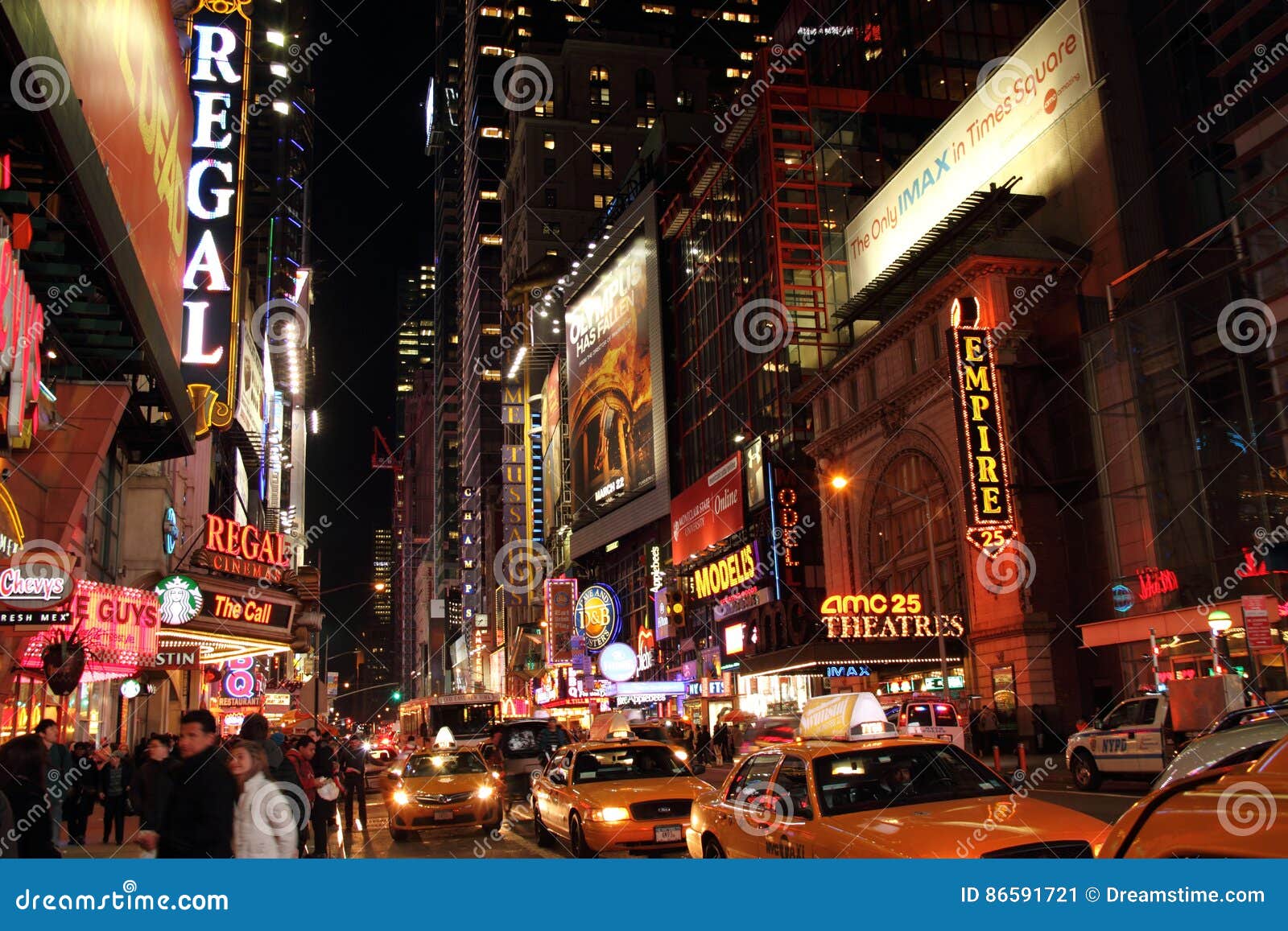 Broadway at Night editorial photo. Image of yellow, square - 86591721