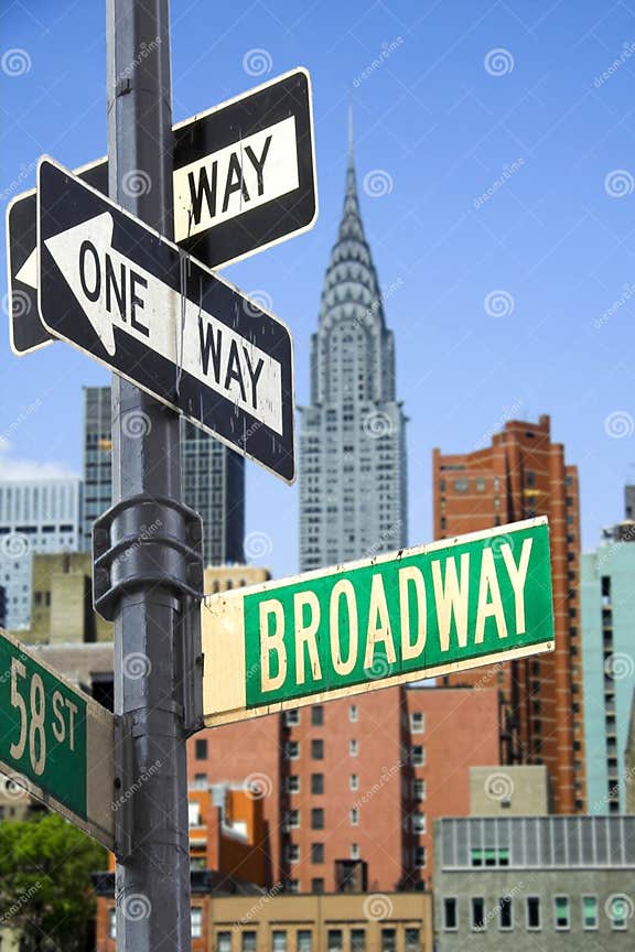 Broadway sign stock image. Image of downtown, clouds, center - 3981585