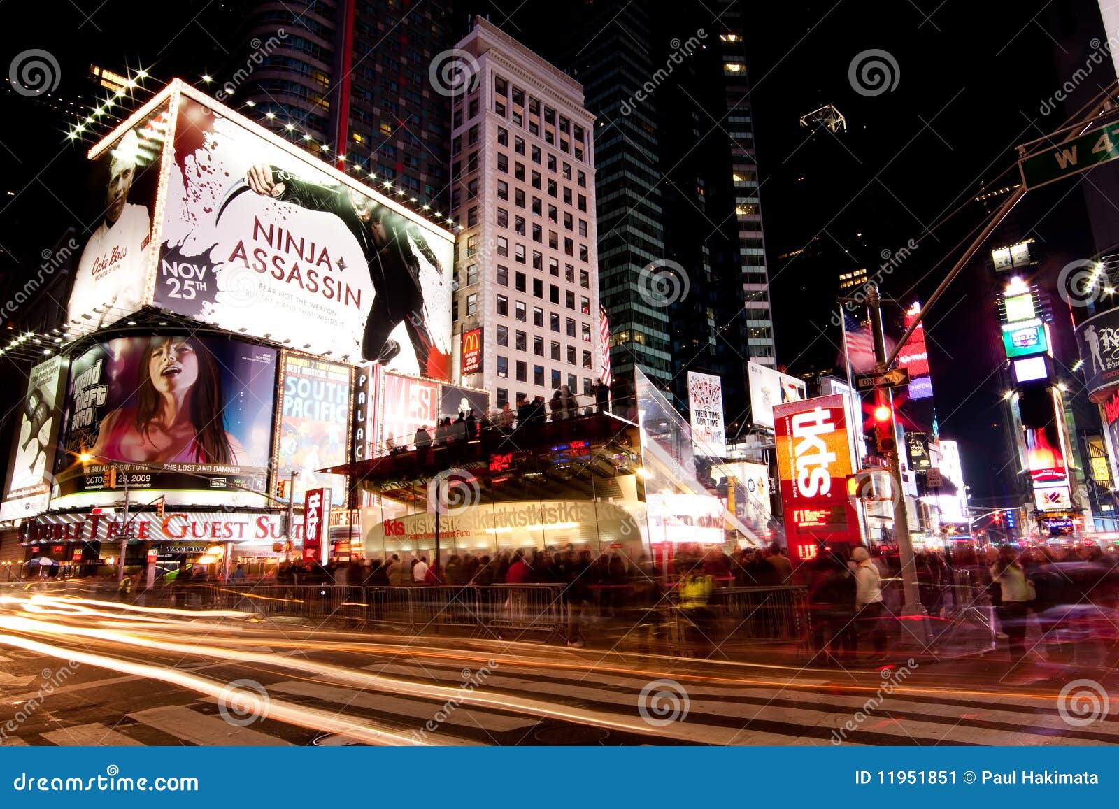 Broadway at Times Square by Night Editorial Photo - Image of banners ...