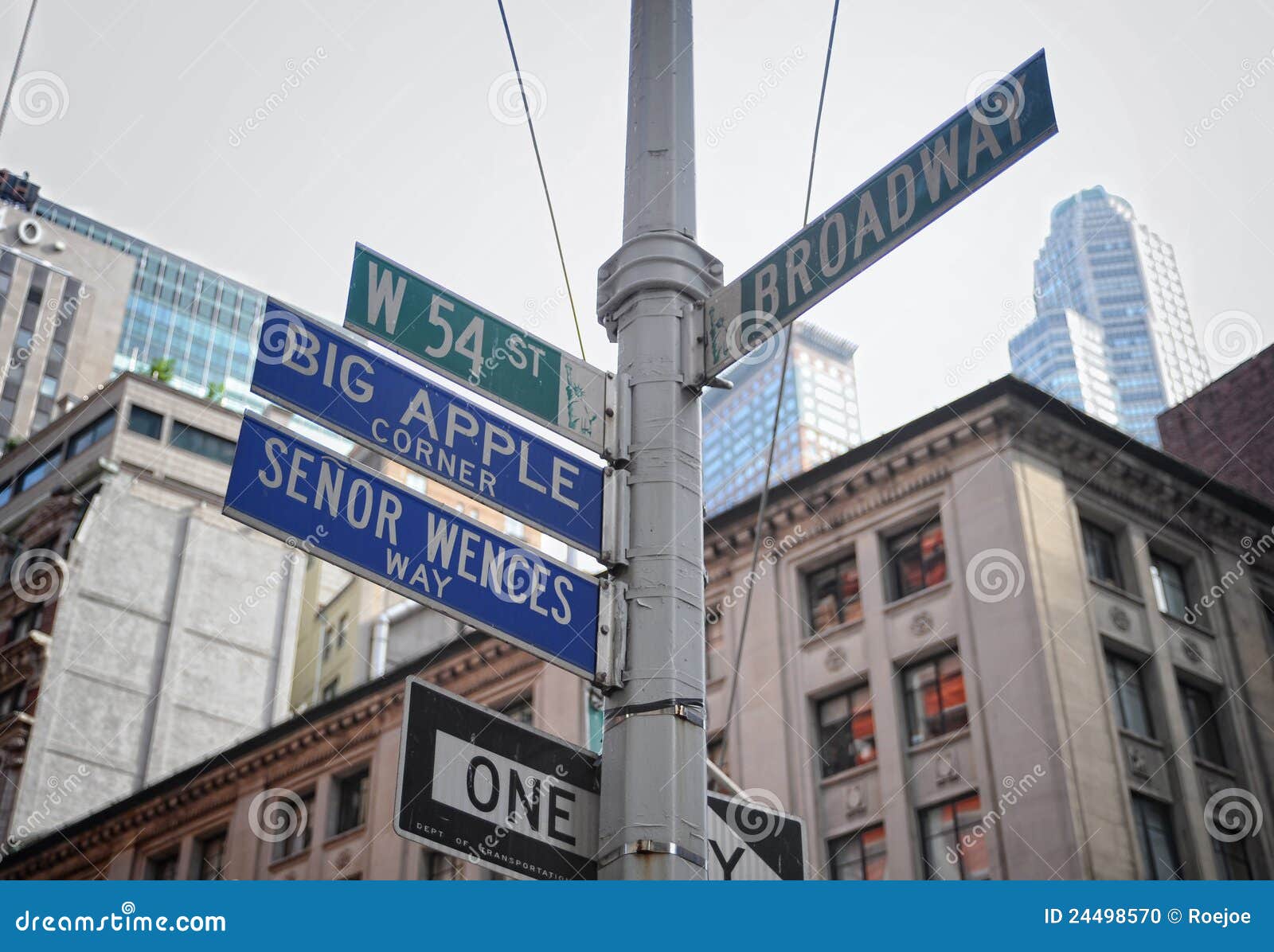 Broadway and W 54 St. Signpost Stock Photo - Image of location ...