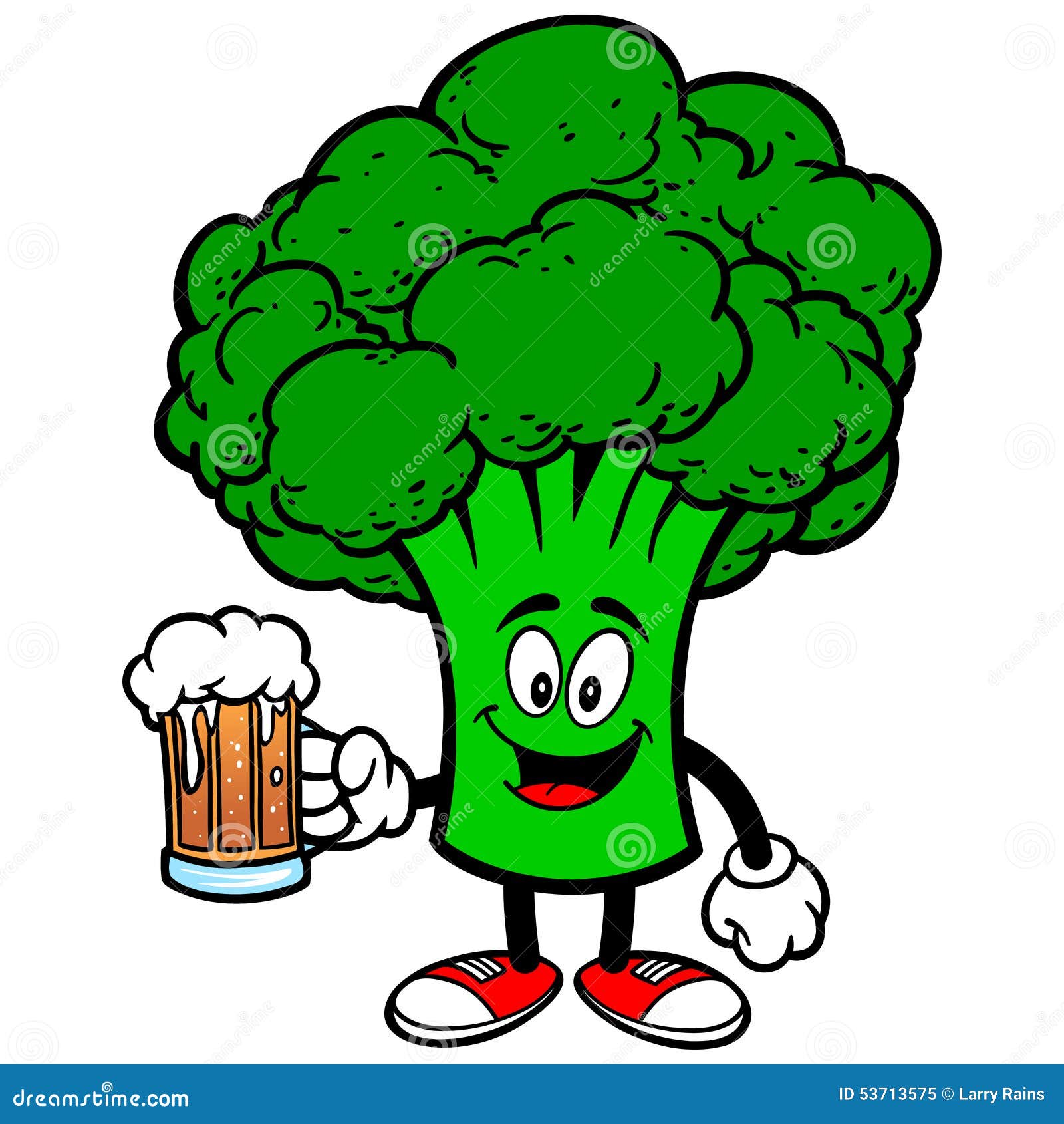 Broccoli with Beer stock vector. Illustration of alcohol - 53713575