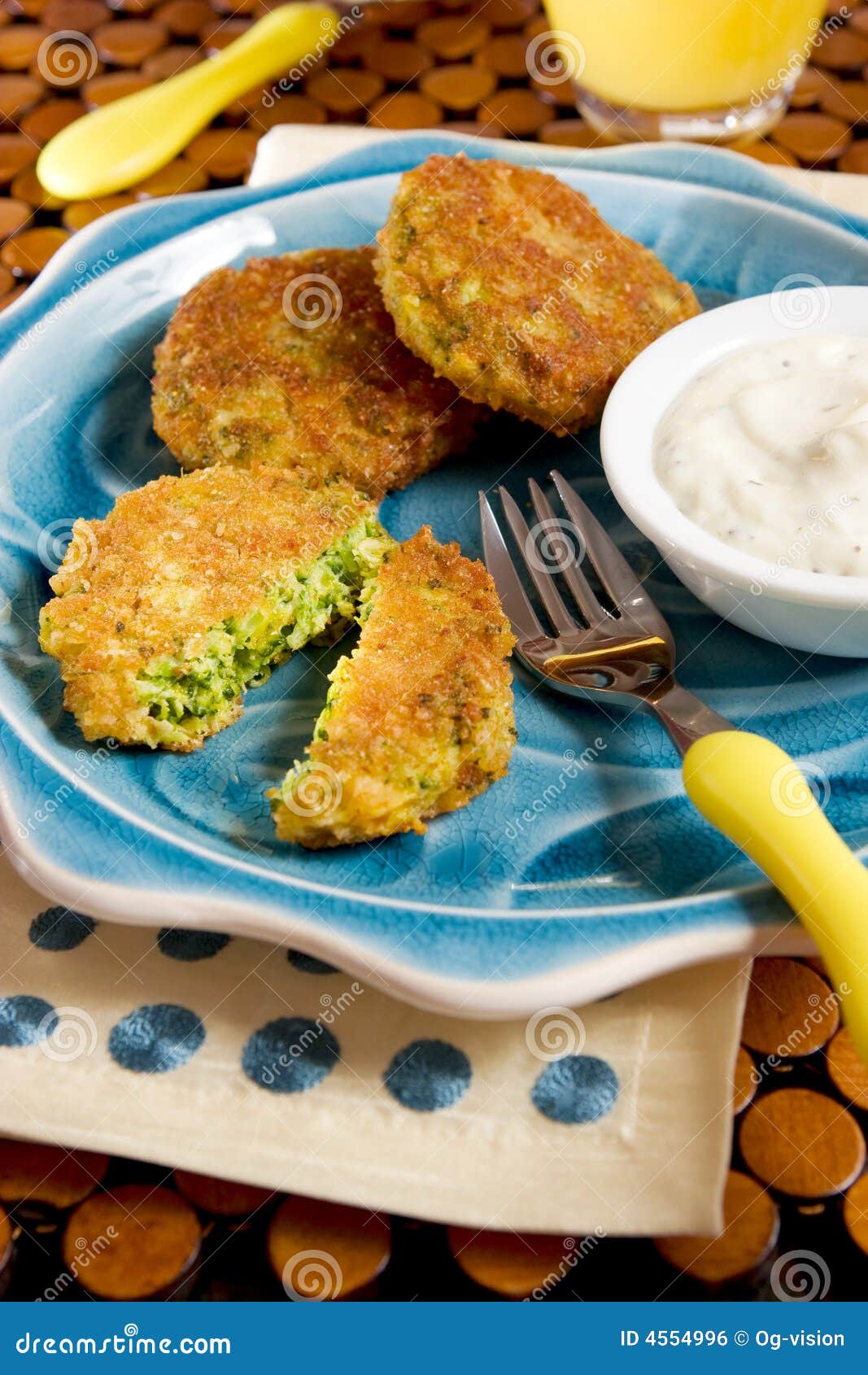 Broccoli cakes stock photo. Image of fork, cake, meal - 4554996