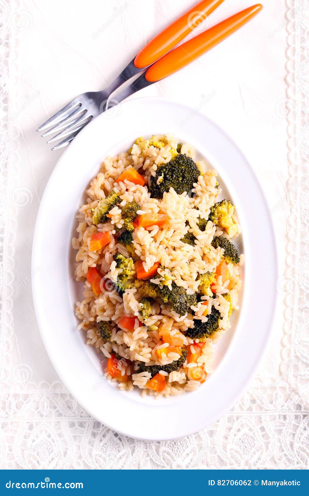 Broccoli and Carrot Rice Served Stock Photo - Image of comfort, served ...
