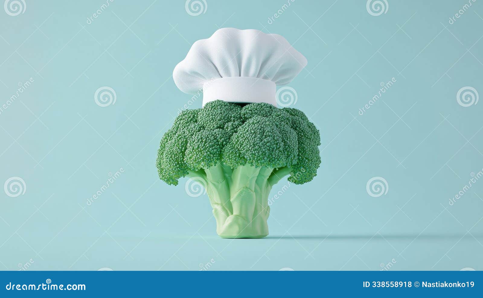 Broccoli with Chef Hat on Pastel Background, Creative Concept Stock ...