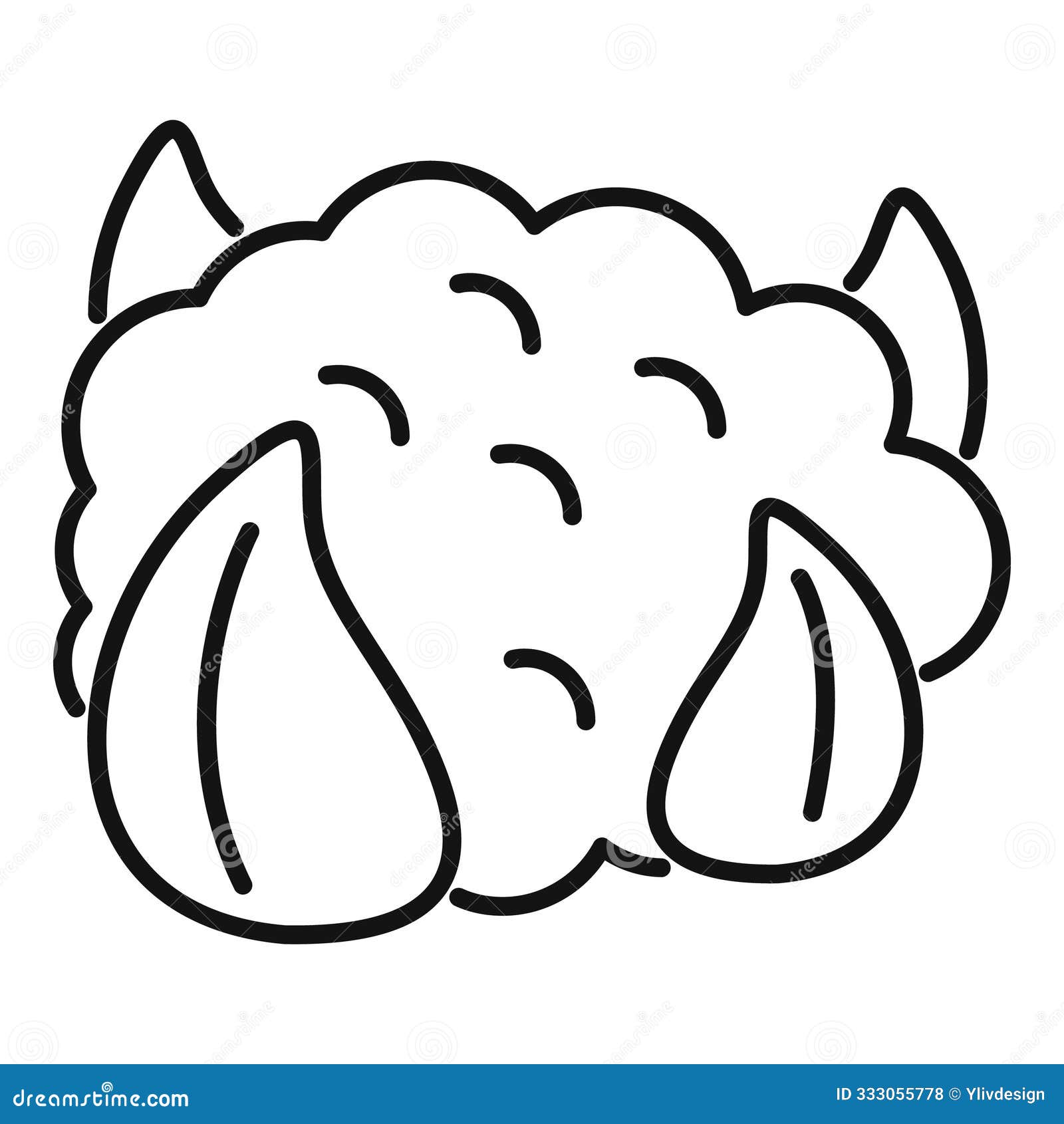 Broccoli Crying with Tears Running Down Face Stock Illustration ...