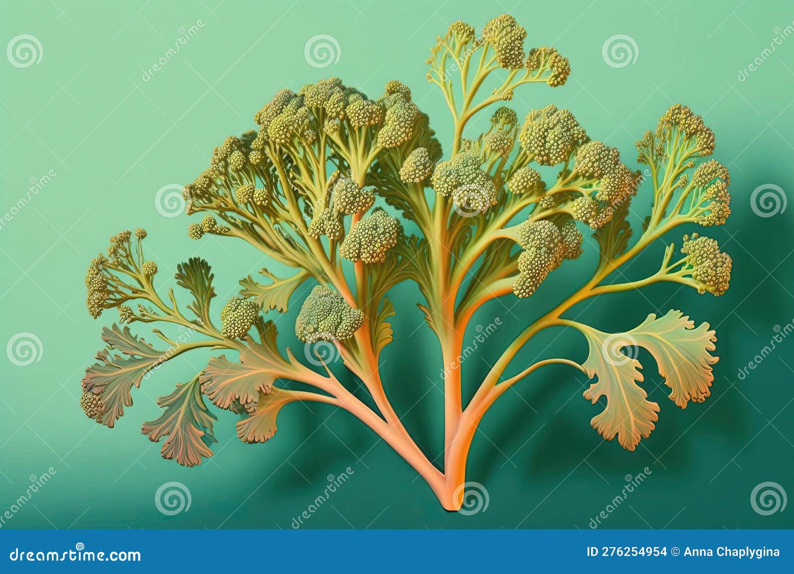 Broccoli Florets on Green Background. Generative AI Stock Illustration ...