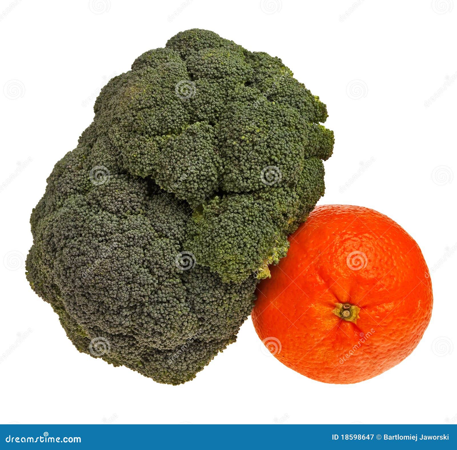 Broccoli Flower and an Orange. Stock Image - Image of broccoli, flower ...