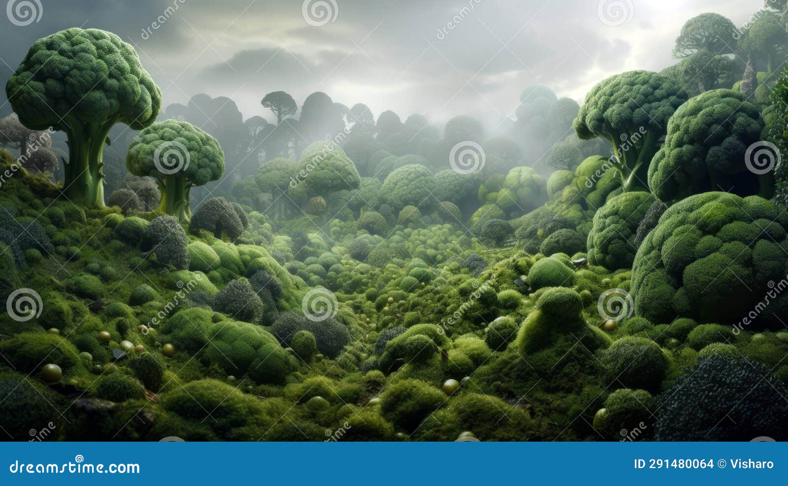 Broccoli in the forest stock illustration. Illustration of tree - 291480064