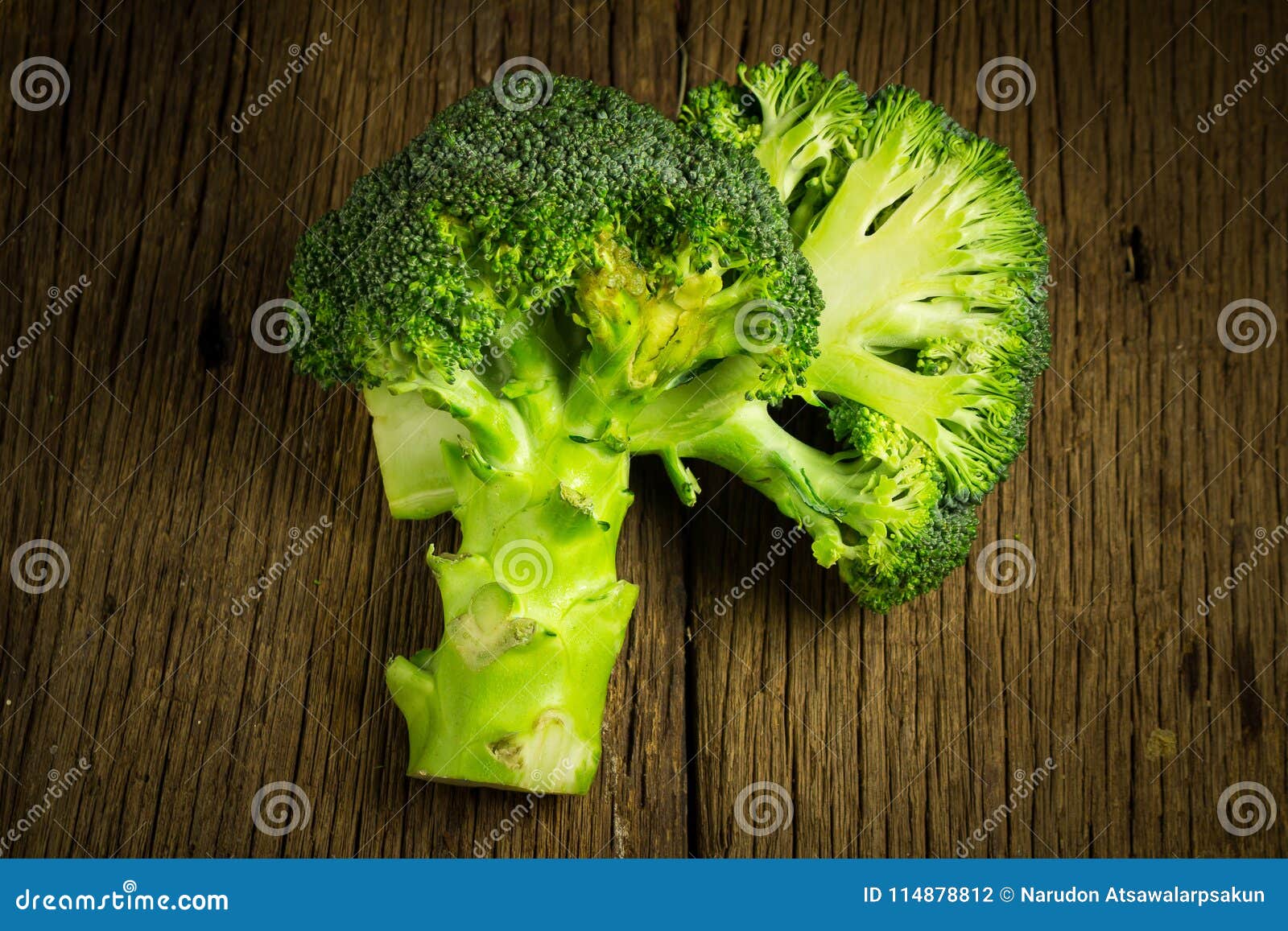 Broccoli Half on Wood. Old Wood Stock Photo - Image of leaf, food ...