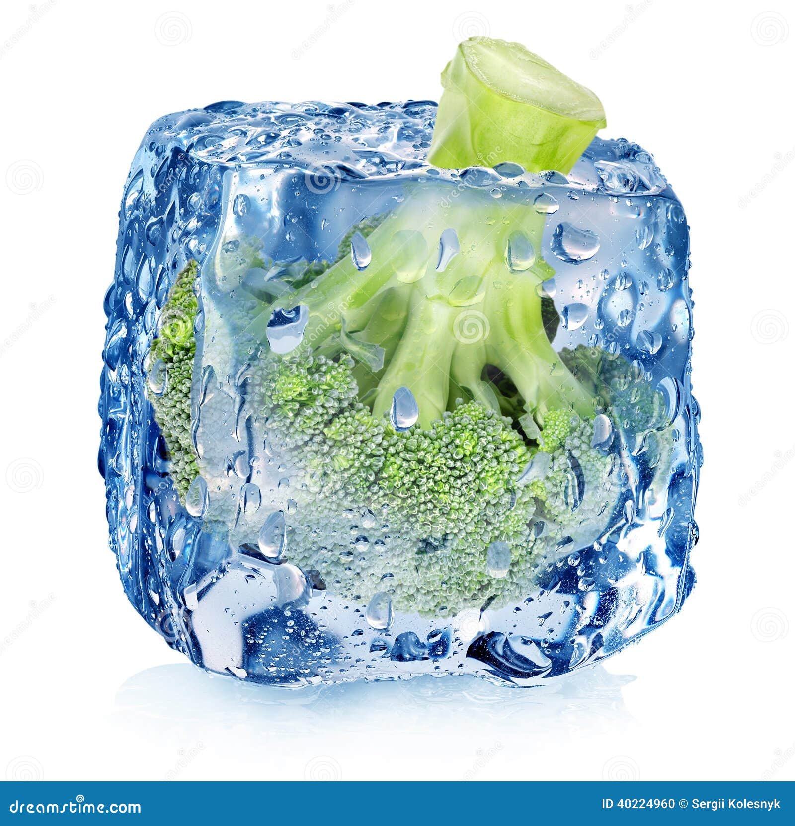 Broccoli in ice cube stock photo. Image of vegetable - 40224960