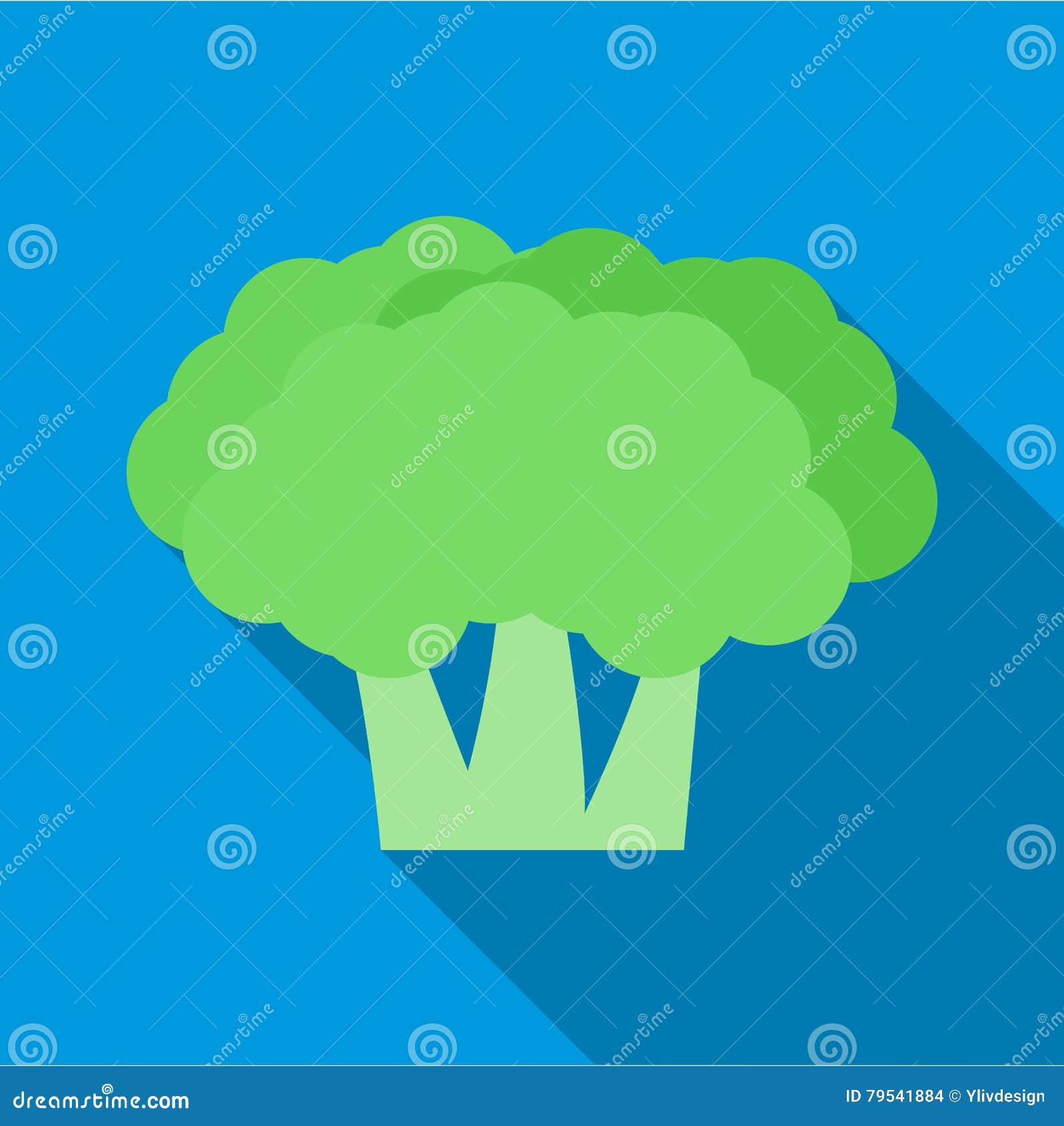 Broccoli icon, flat style stock vector. Illustration of market - 79541884