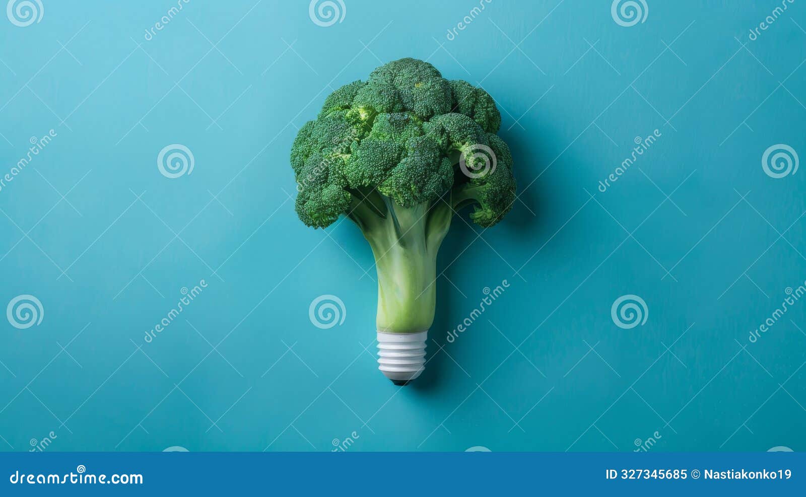 Broccoli Light Bulb on Blue Background, Creative Concept. Eco-friendly ...