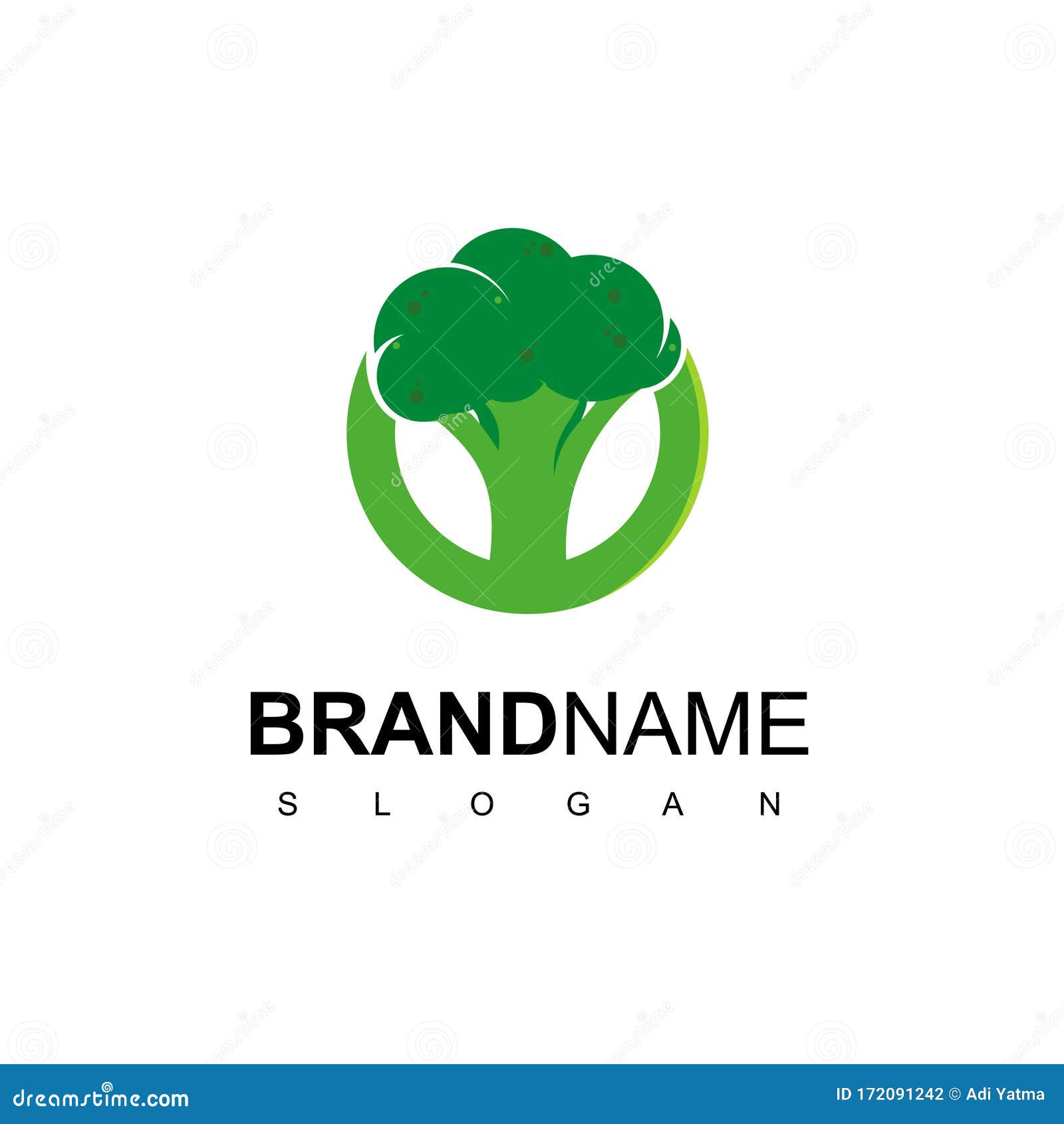 Broccoli Logo, Vegan Label Design Vector Stock Vector - Illustration of ...