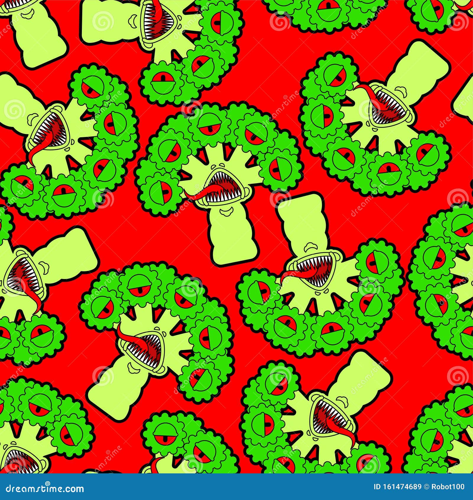 Broccoli Monster GMO Mutant Pattern Seamless. Angry Vegetable with ...