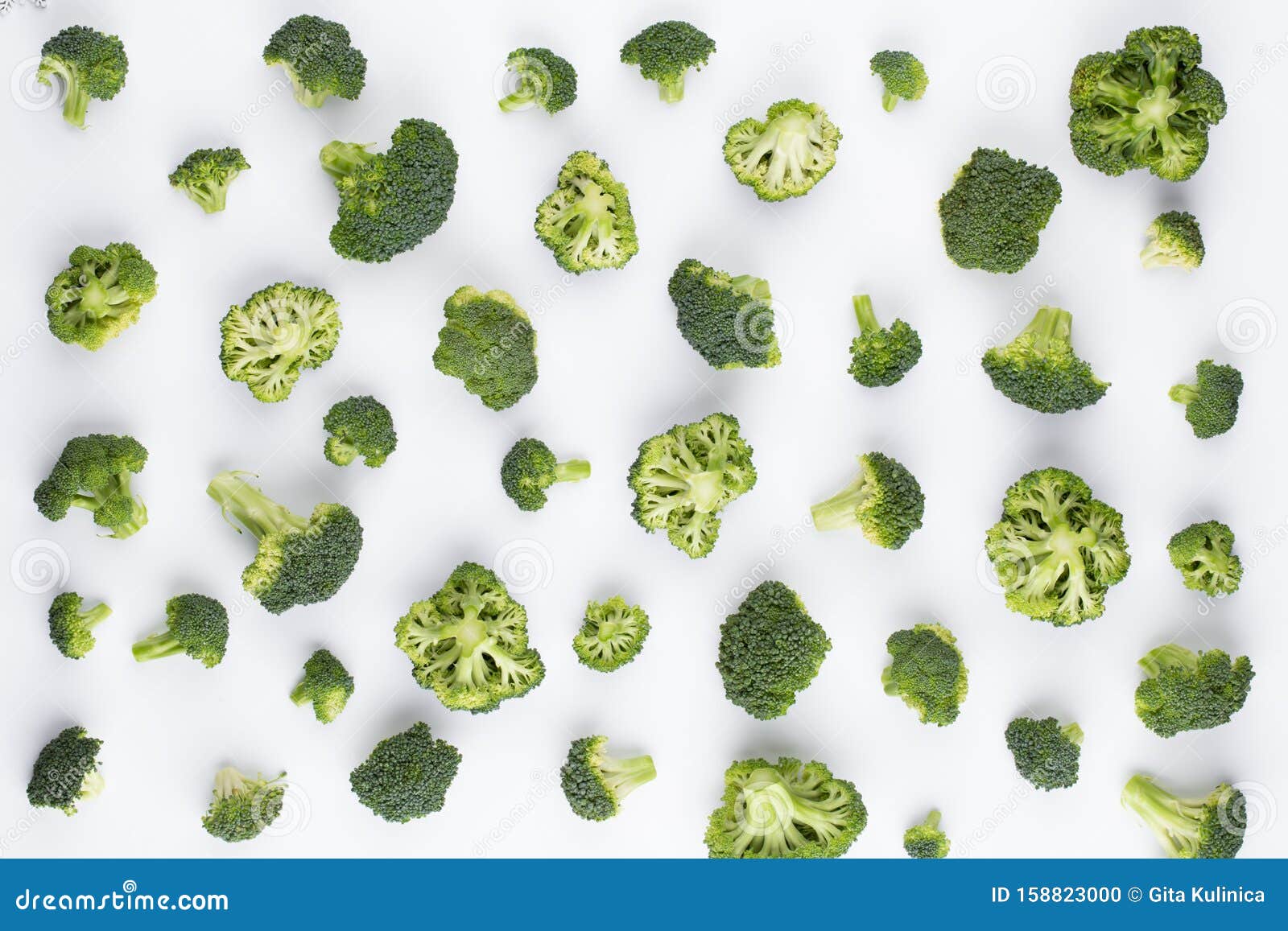 Broccoli Pattern Isolated on a White Background. Various Multiple Parts ...
