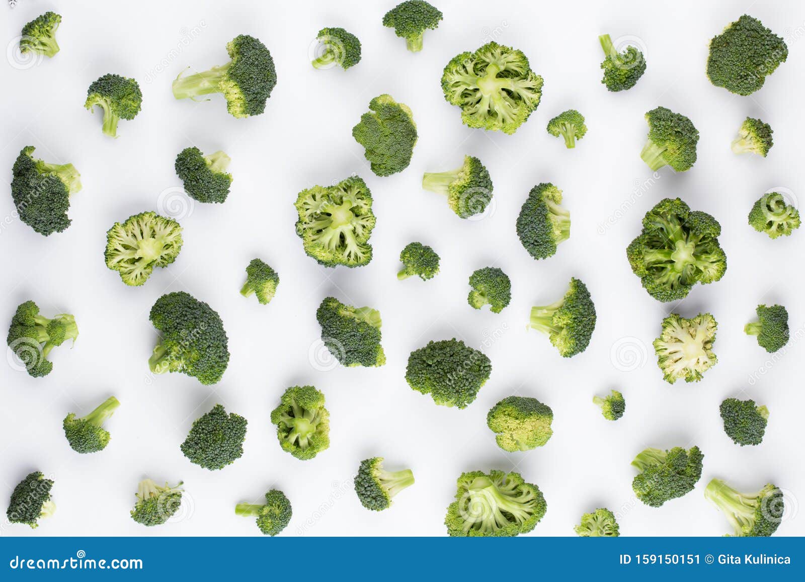 Broccoli Pattern Isolated on a White Background. Various Multiple Parts ...