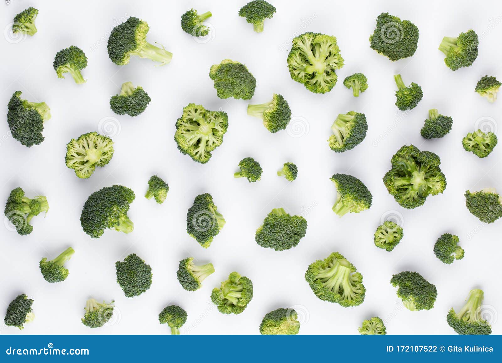 Broccoli Pattern Isolated on a White Background. Various Multiple Parts ...