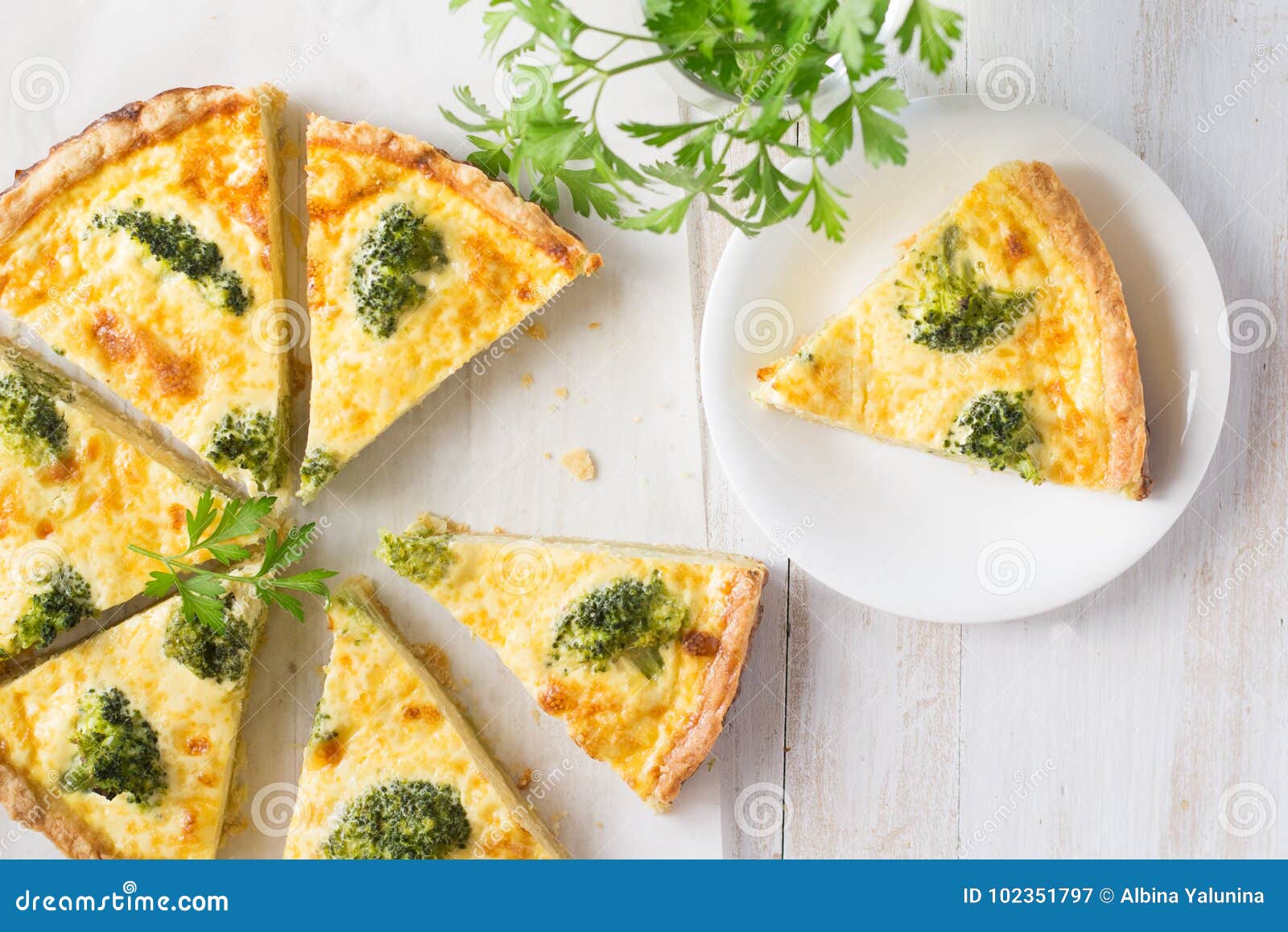 Broccoli pie stock image. Image of table, broccoli, slice - 102351797